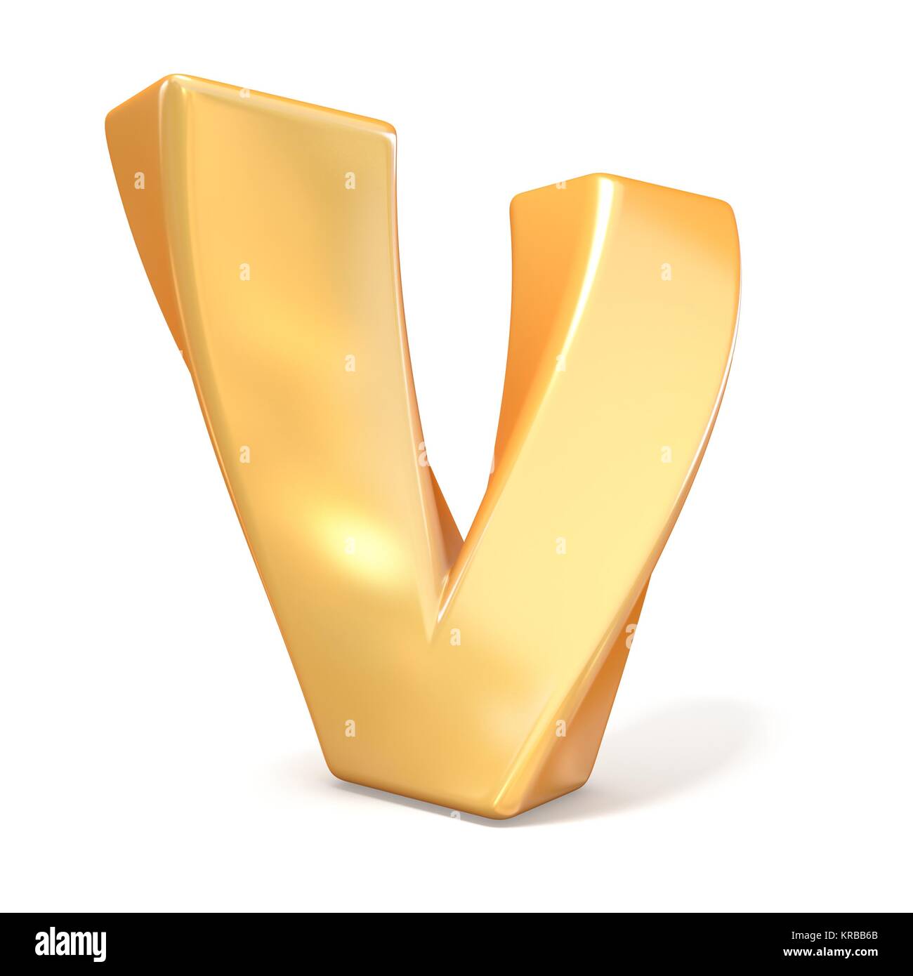 Orange twisted font uppercase letter V 3D render illustration isolated ...