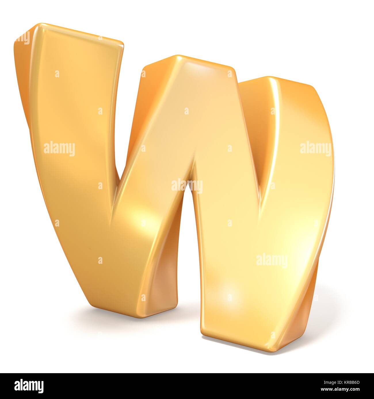 Orange twisted font uppercase letter W 3D render illustration isolated ...