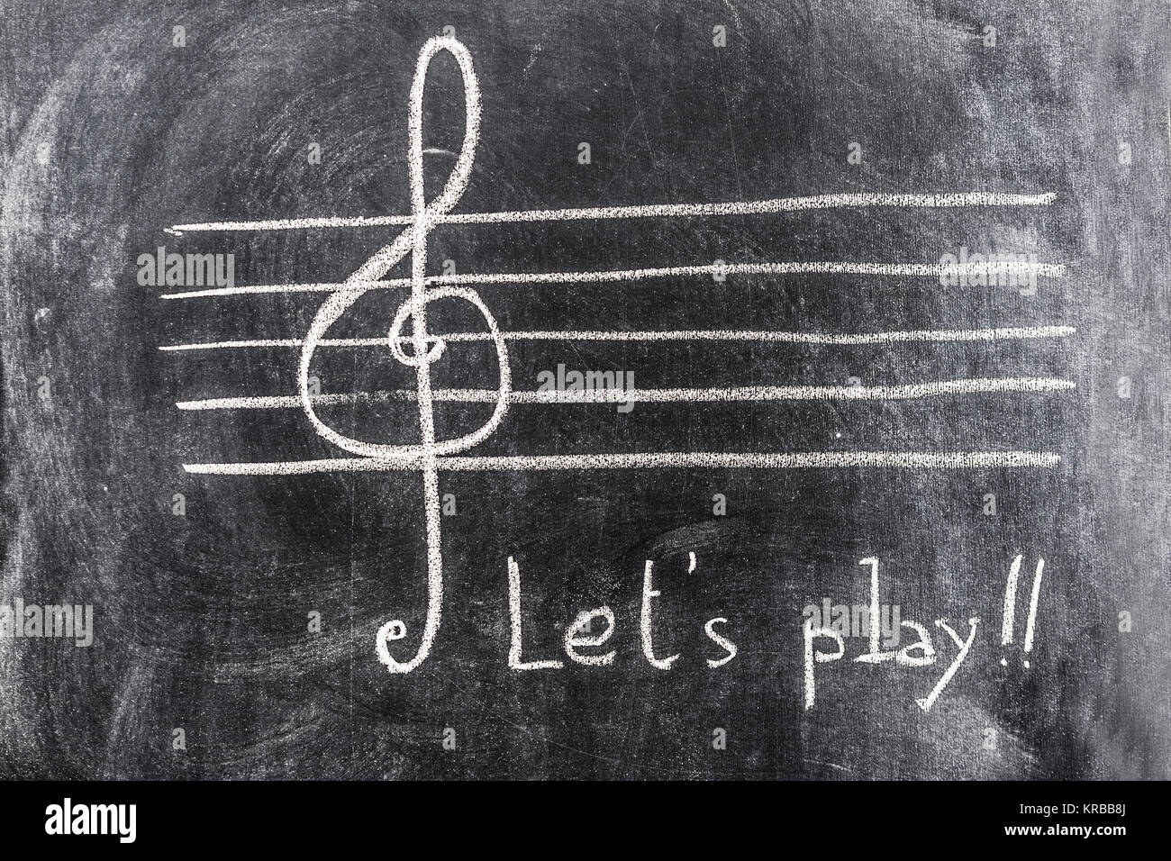 Sol key on pentagram sketched on blackboard Stock Photo - Alamy