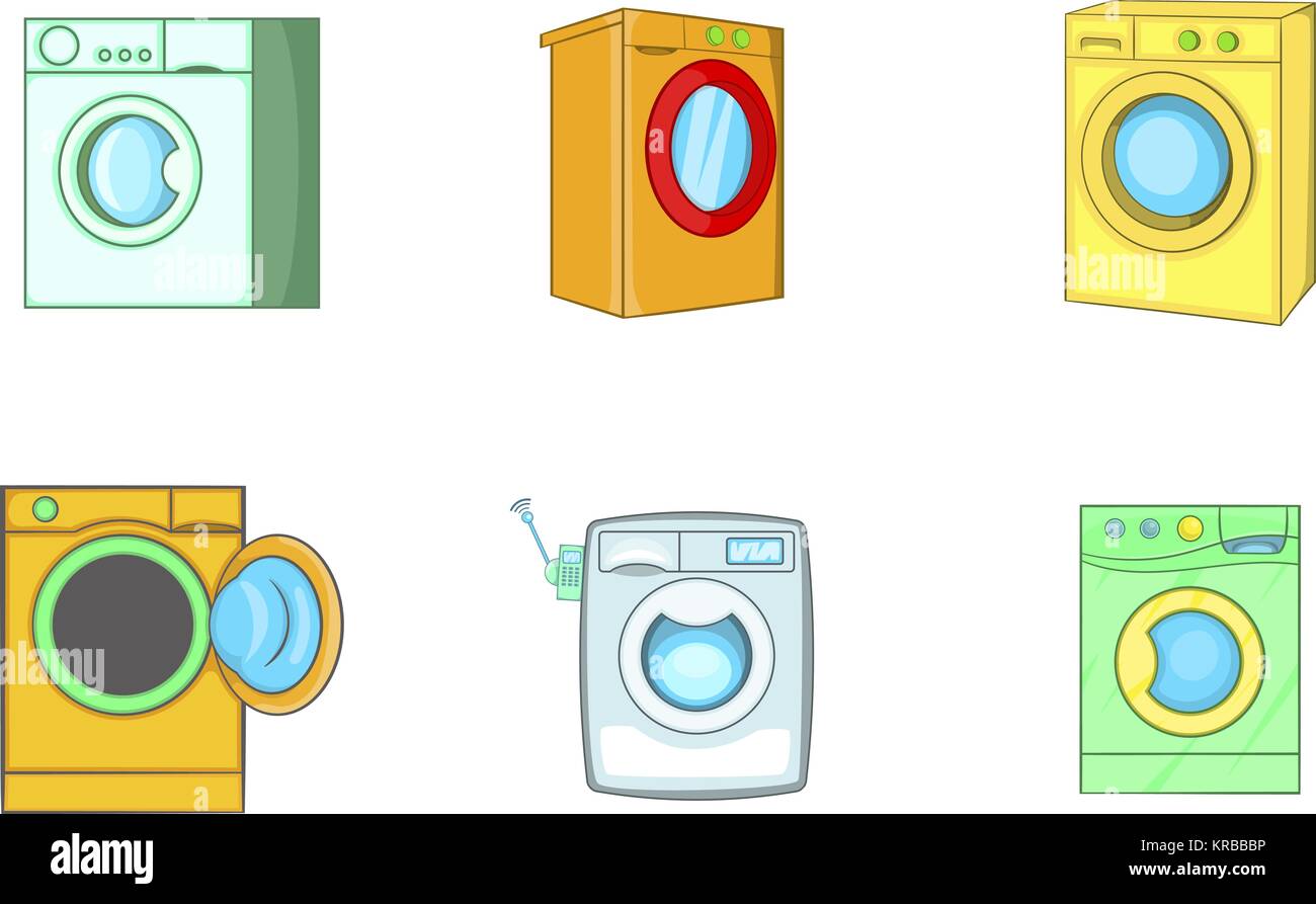 Wash machine icon set, cartoon style Stock Vector Image & Art - Alamy