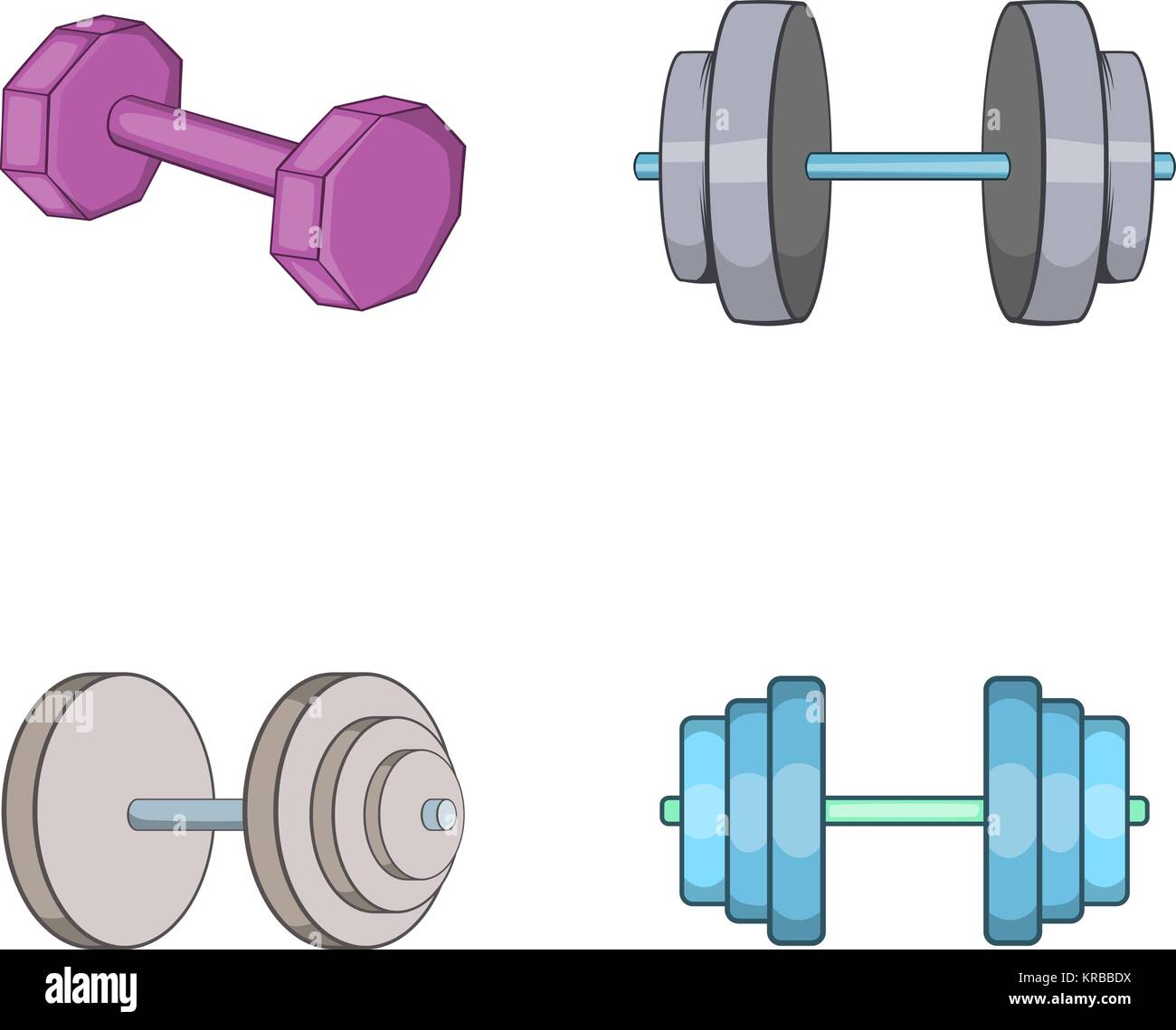 Dumb bells icon set, cartoon style Stock Vector Image & Art - Alamy