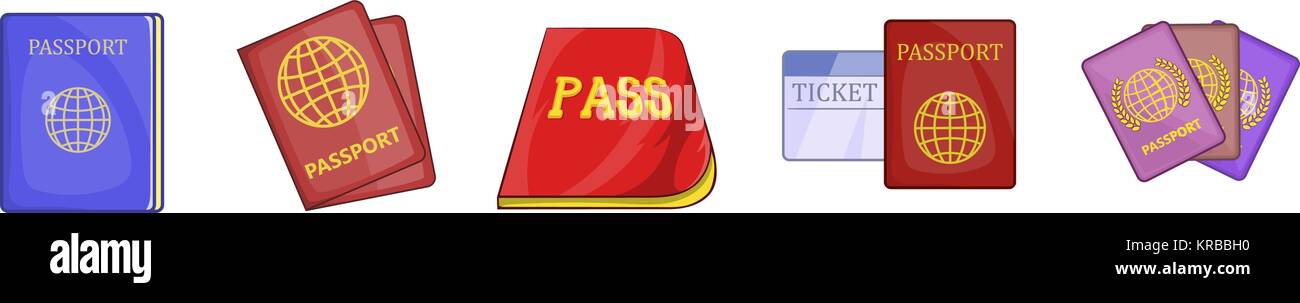 Passport icon set, cartoon style Stock Vector Image & Art - Alamy