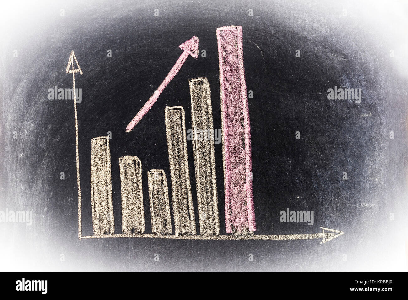 Bar chart sketched on blackboard Stock Photo - Alamy