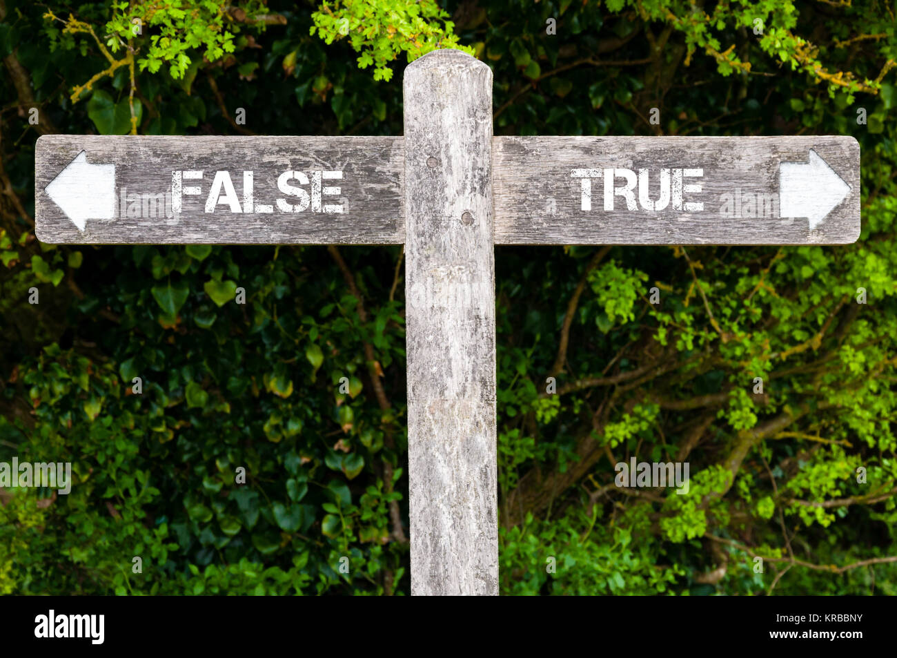 False versus True directional signs Stock Photo - Alamy