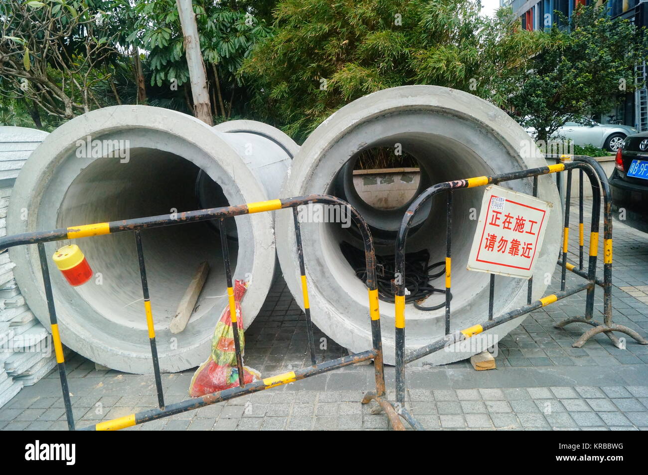 Shenzhen, China: Construction of Street Drainage Facilities, Giant ...