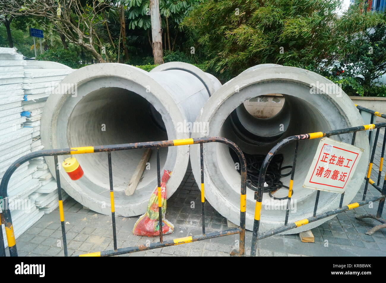 Shenzhen, China: Construction of Street Drainage Facilities, Giant ...