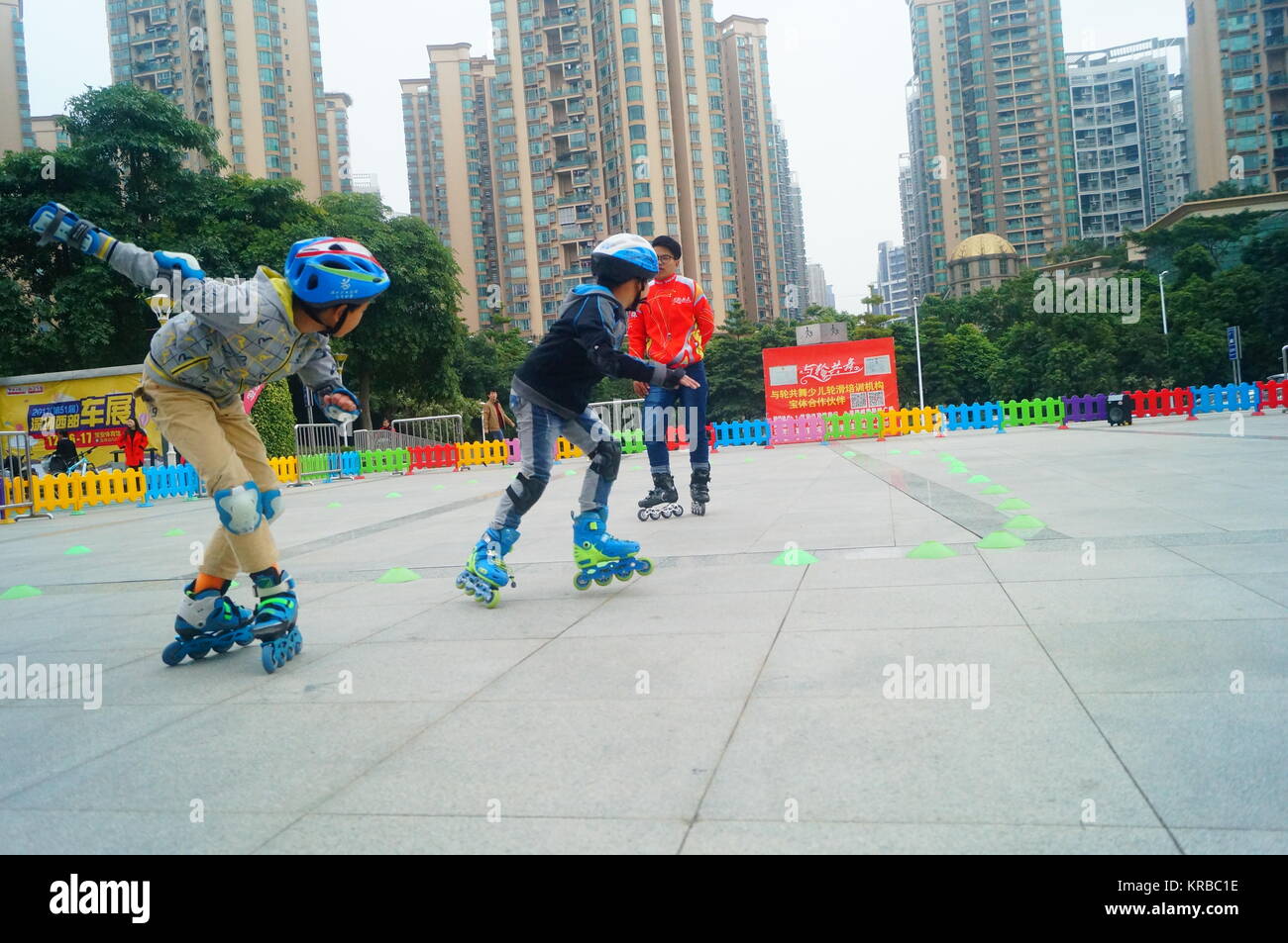 Shenzhen, China: Children Training Roller Skating Stock Photo - Alamy