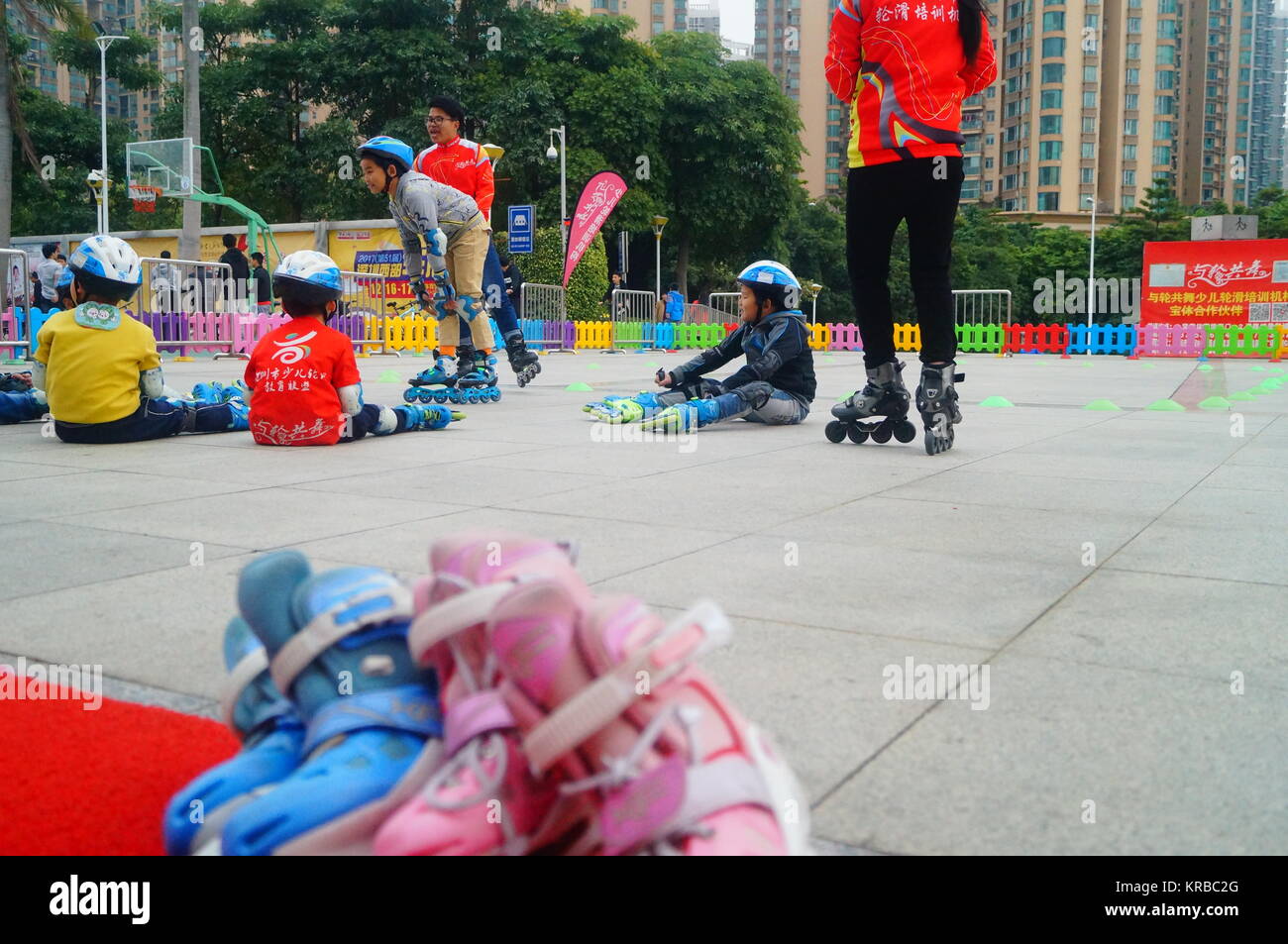 Shenzhen, China: Children Training Roller Skating Stock Photo - Alamy