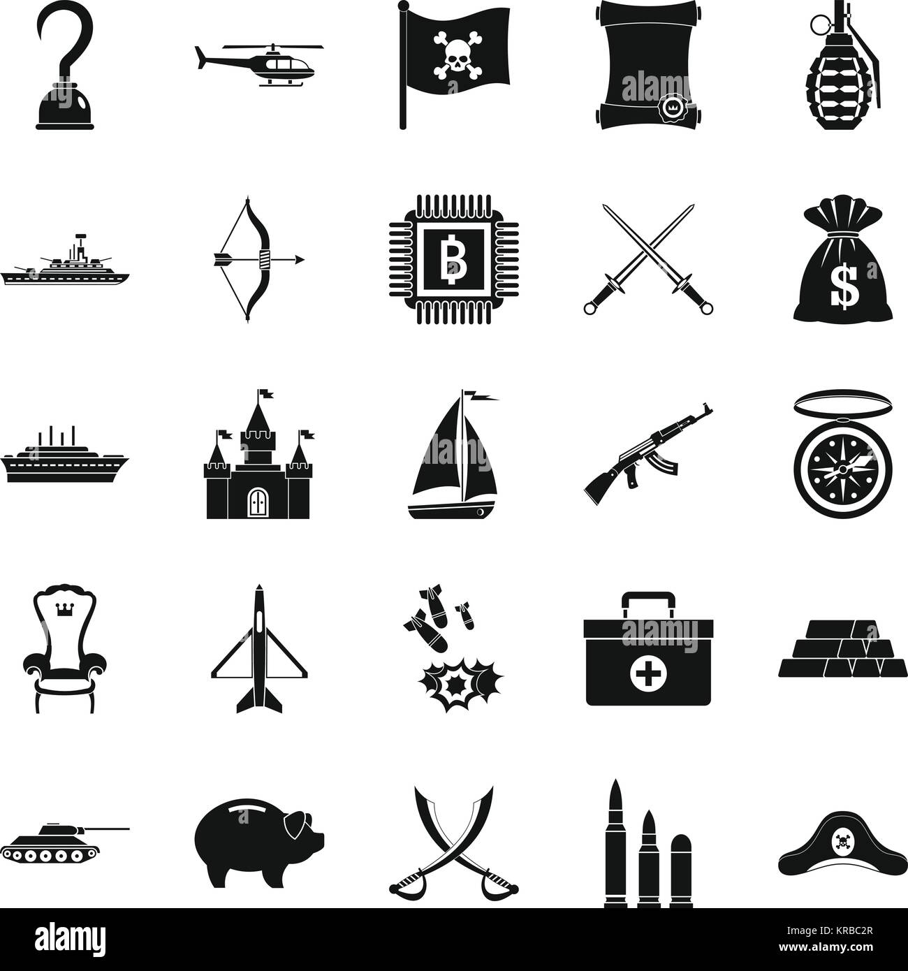Combat icons set, simple style Stock Vector Image & Art - Alamy