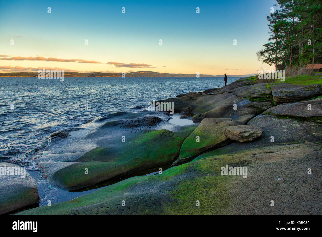 Scenic sunset view of the ocean overlooking the Strait of Georgia from ...
