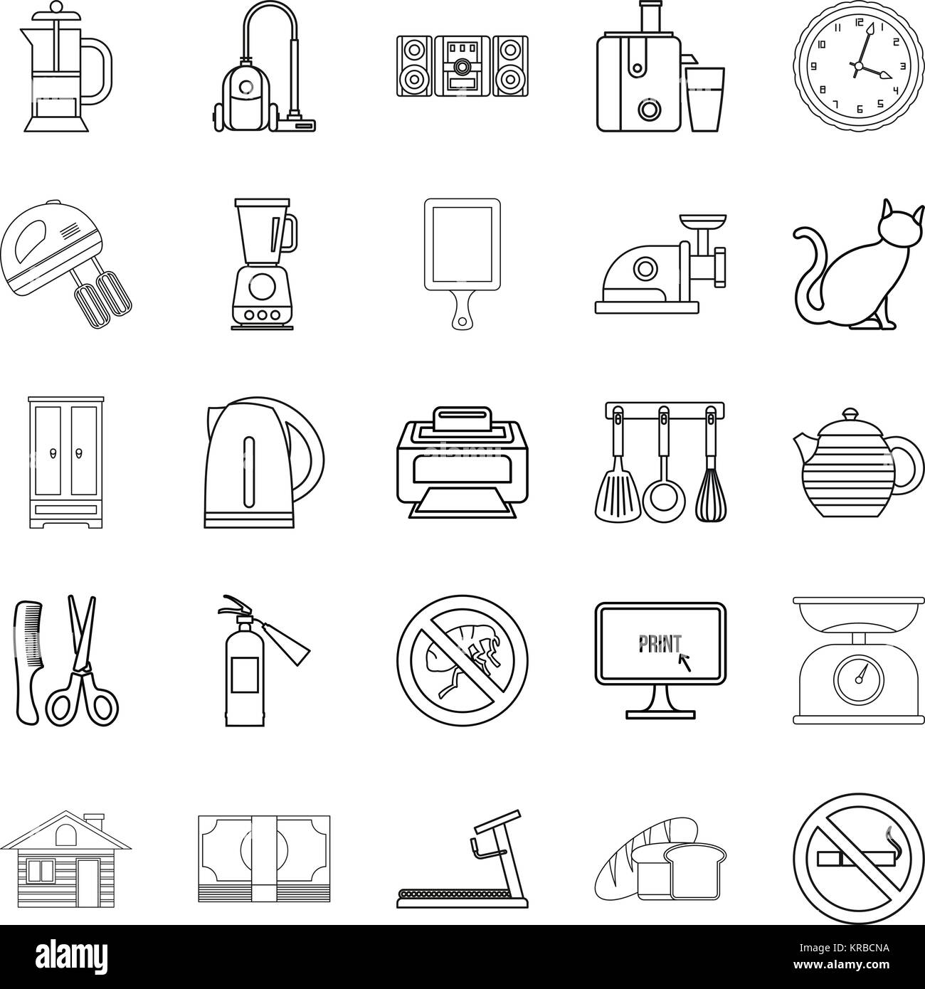 Comfortable icons set, outline style Stock Vector Image & Art - Alamy