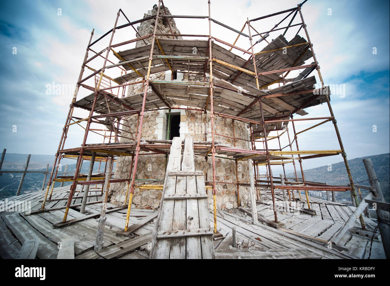 reconstruction of old fortress Stock Photo - Alamy