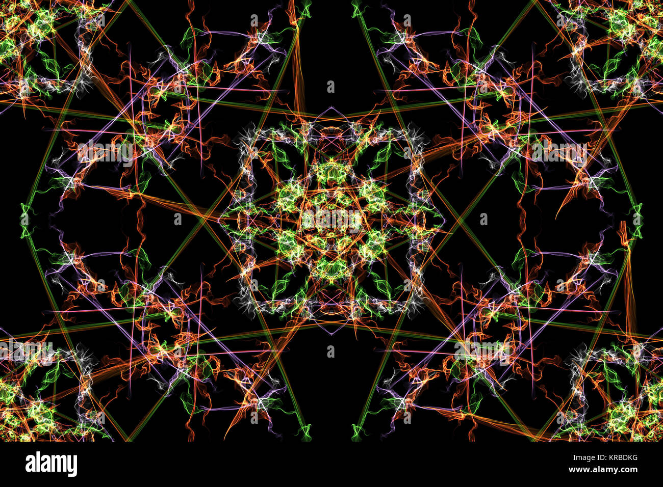 Abstract neon flower. Seamless pattern background. Silk symmetry ...
