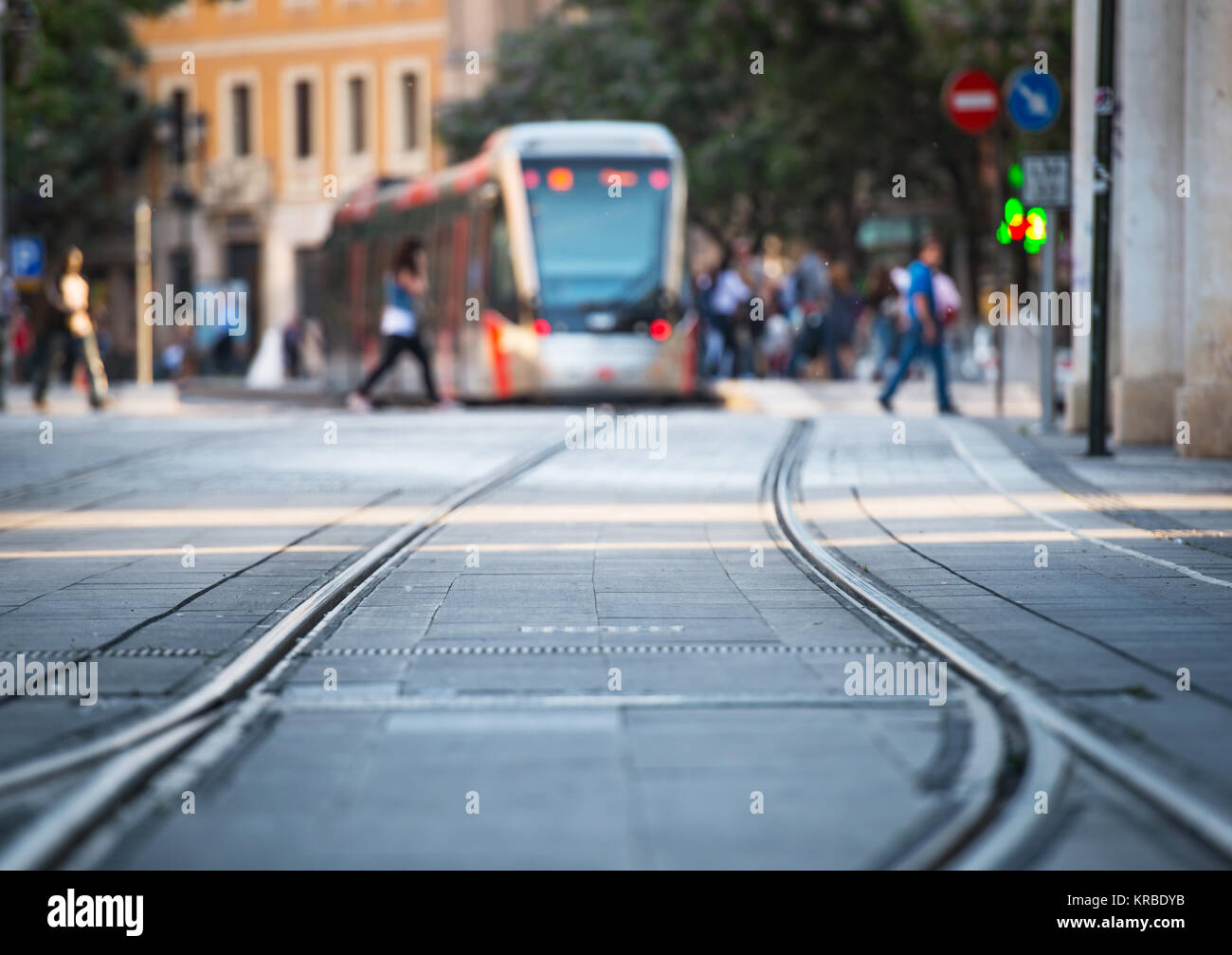 tram and rails Stock Photo - Alamy