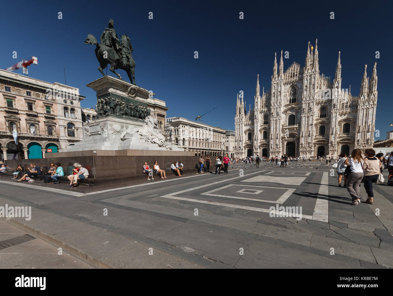 Piazza del Duomo in Milano, Italy, with a lot of people in it Stock ...