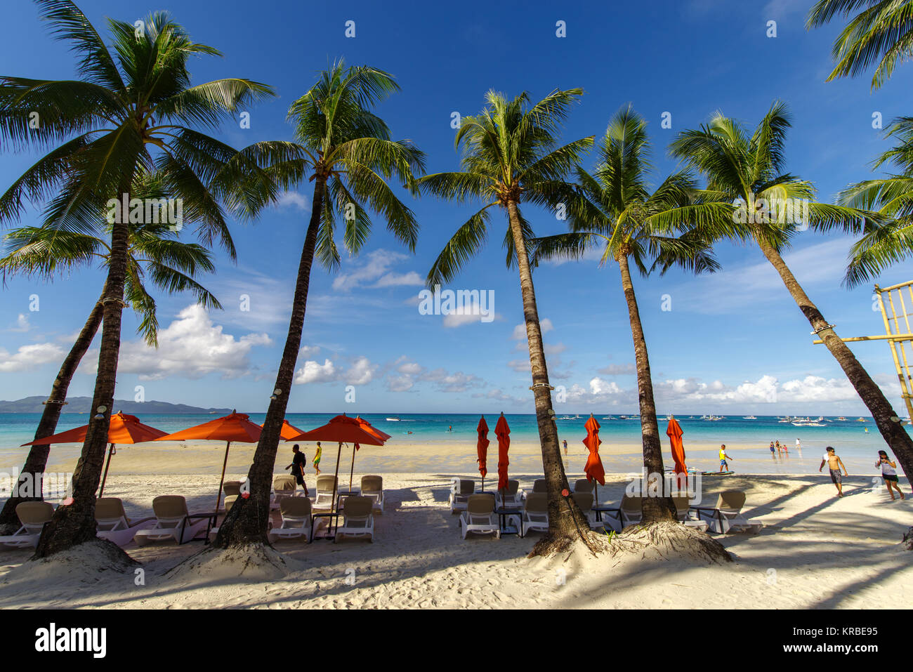 Nov 19,2017 Tourist rest in Beach parasol, Boracy, Philippines Stock ...