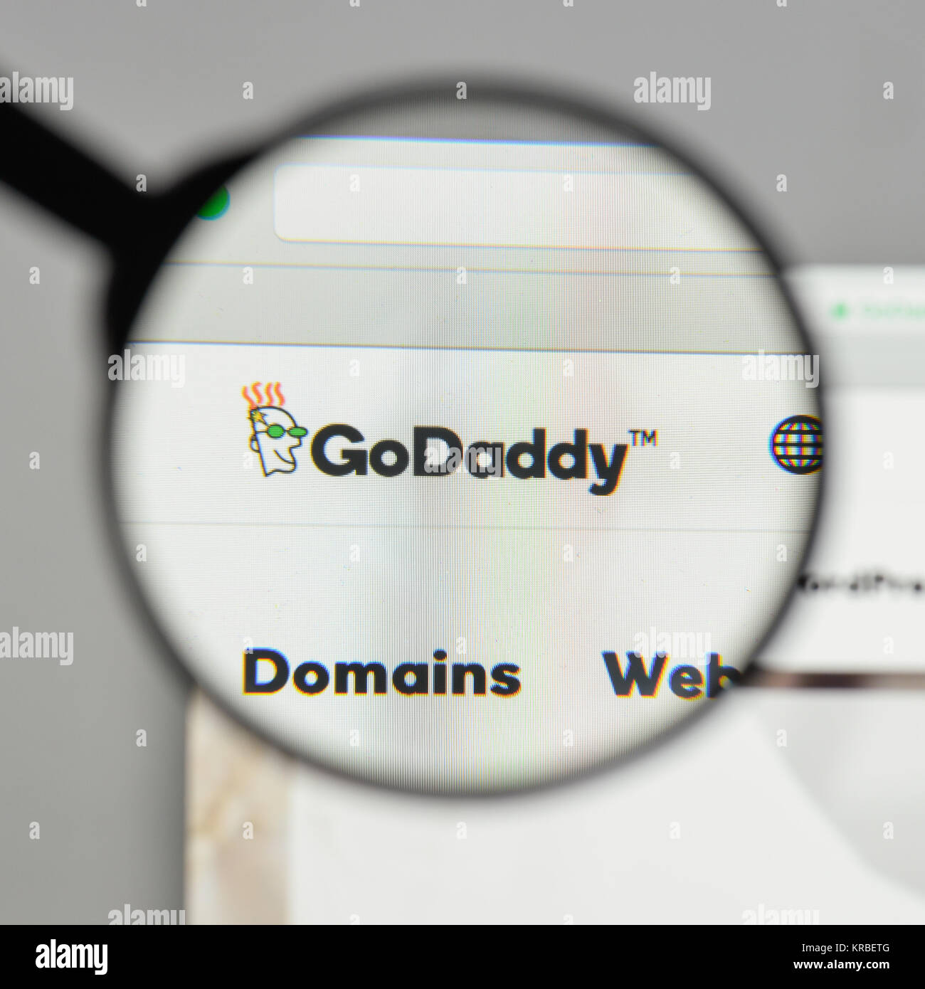 Milan, Italy - August 10, 2017: GoDaddy logo on the website homepage ...