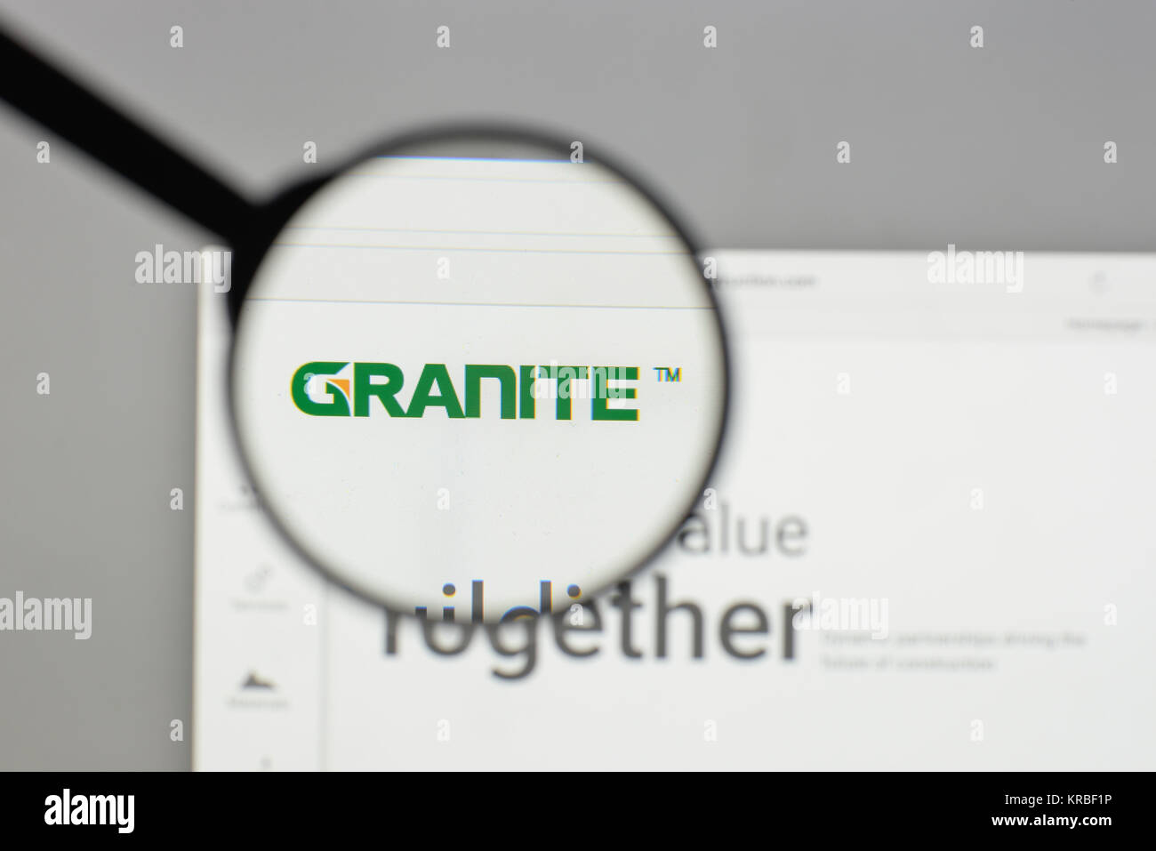 Milan, Italy - August 10, 2017: Granite Construction logo on the ...