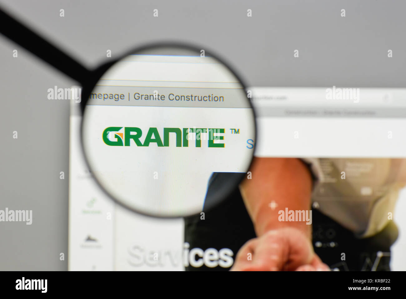 Milan, Italy - August 10, 2017: Granite Construction logo on the ...