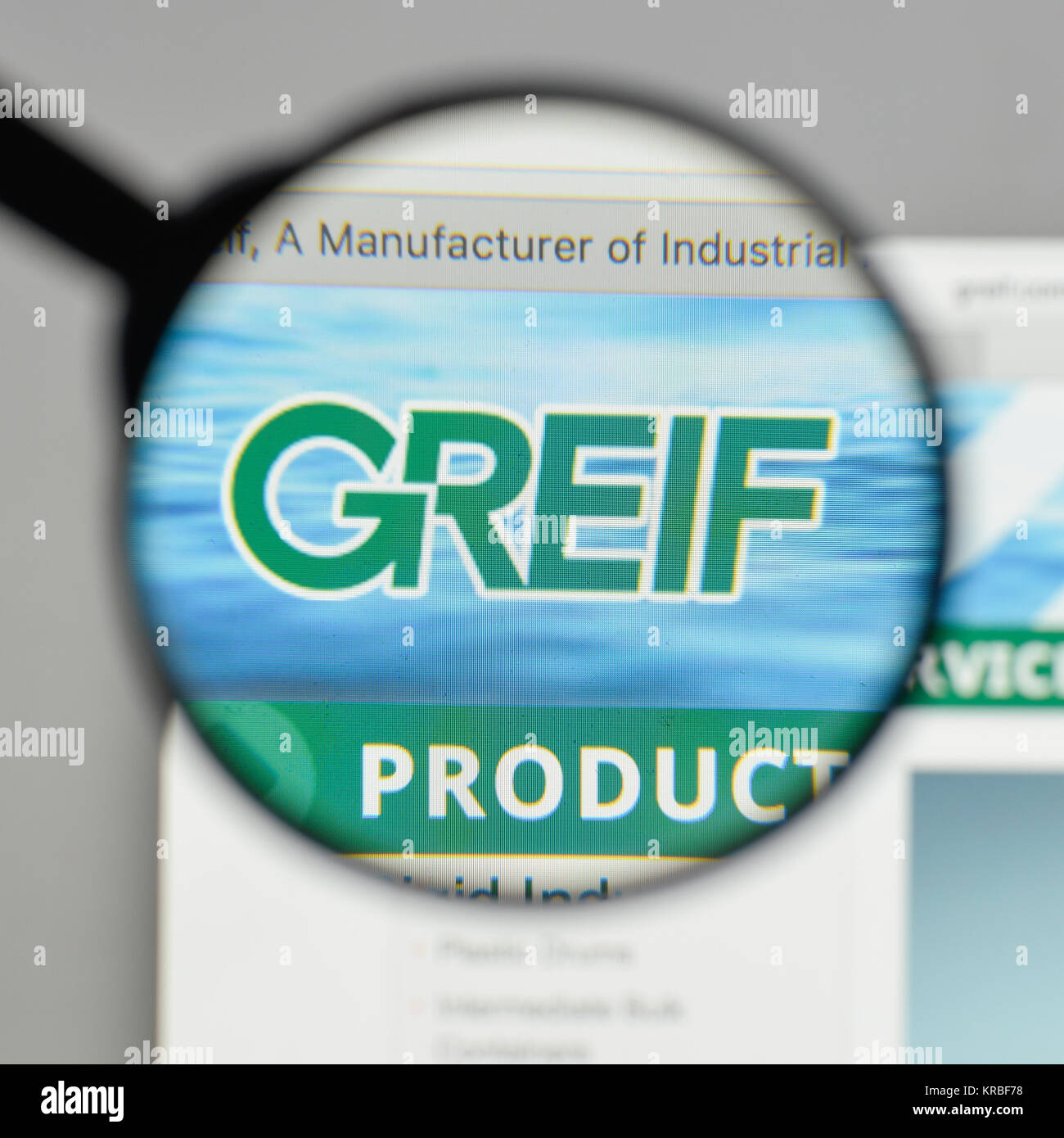 Milan, Italy - August 10, 2017: Greif logo on the website homepage ...