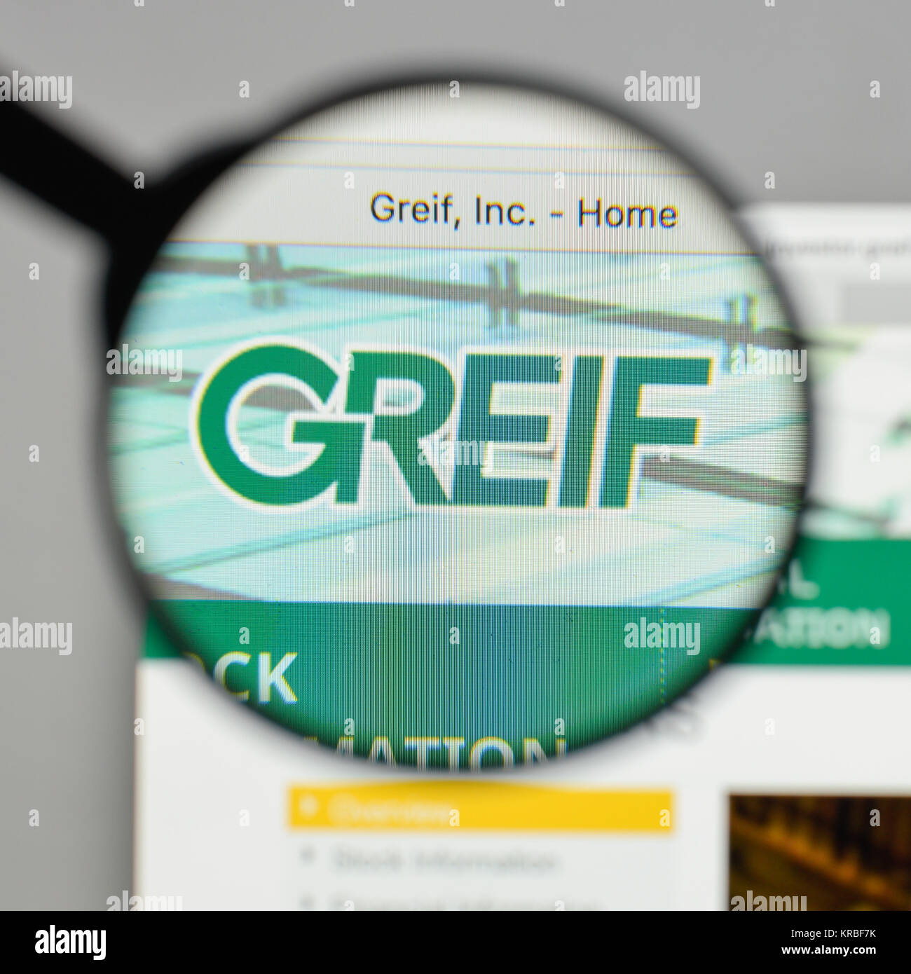 Milan, Italy - August 10, 2017: Greif logo on the website homepage ...