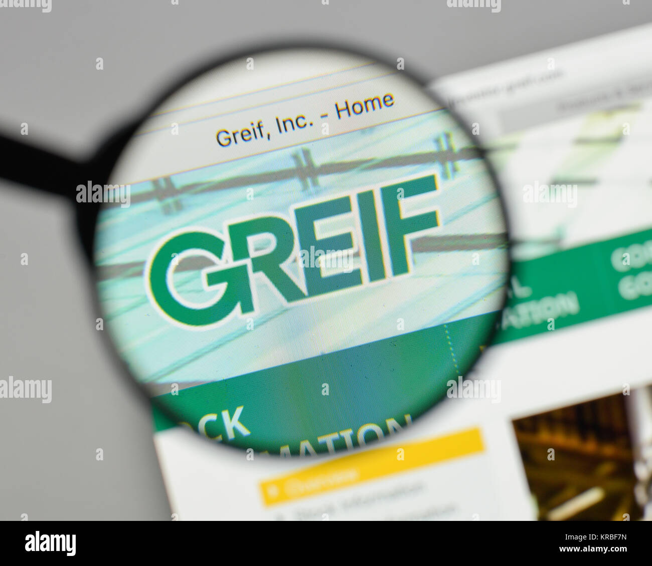 Milan, Italy - August 10, 2017: Greif logo on the website homepage ...