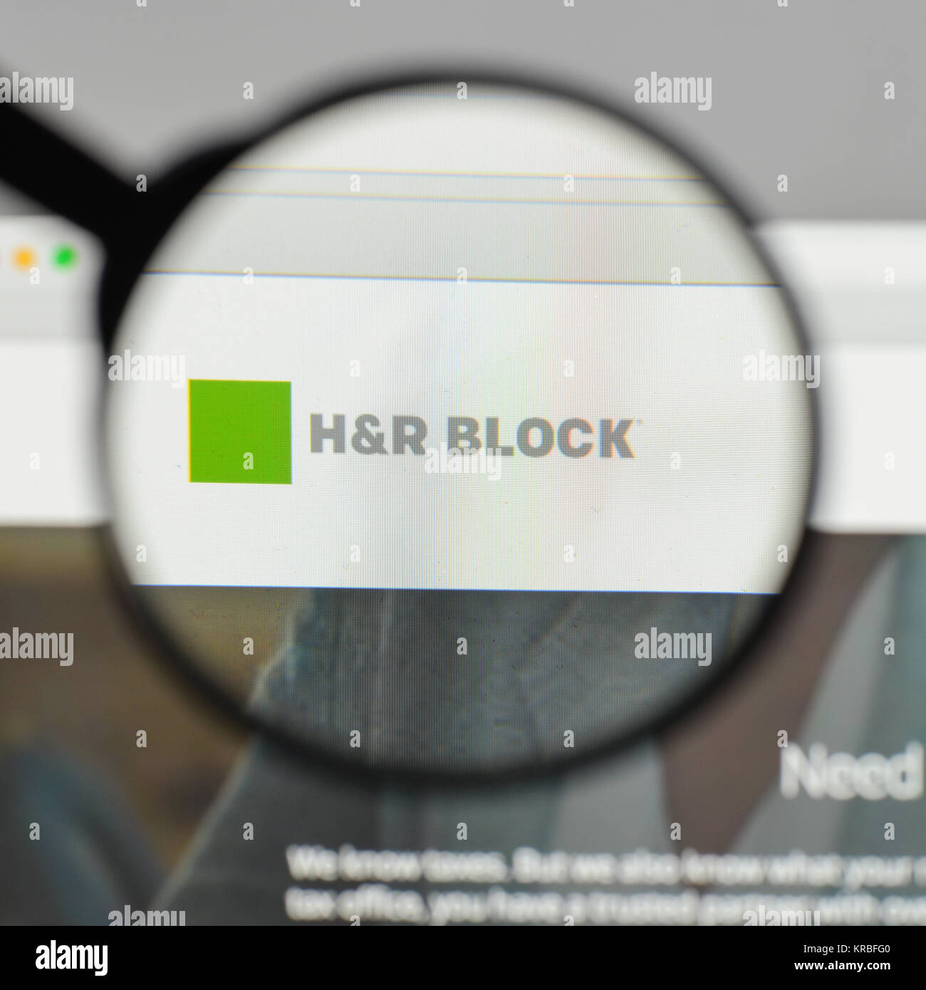 Milan, Italy - August 10, 2017: H&R Block logo on the website homepage ...