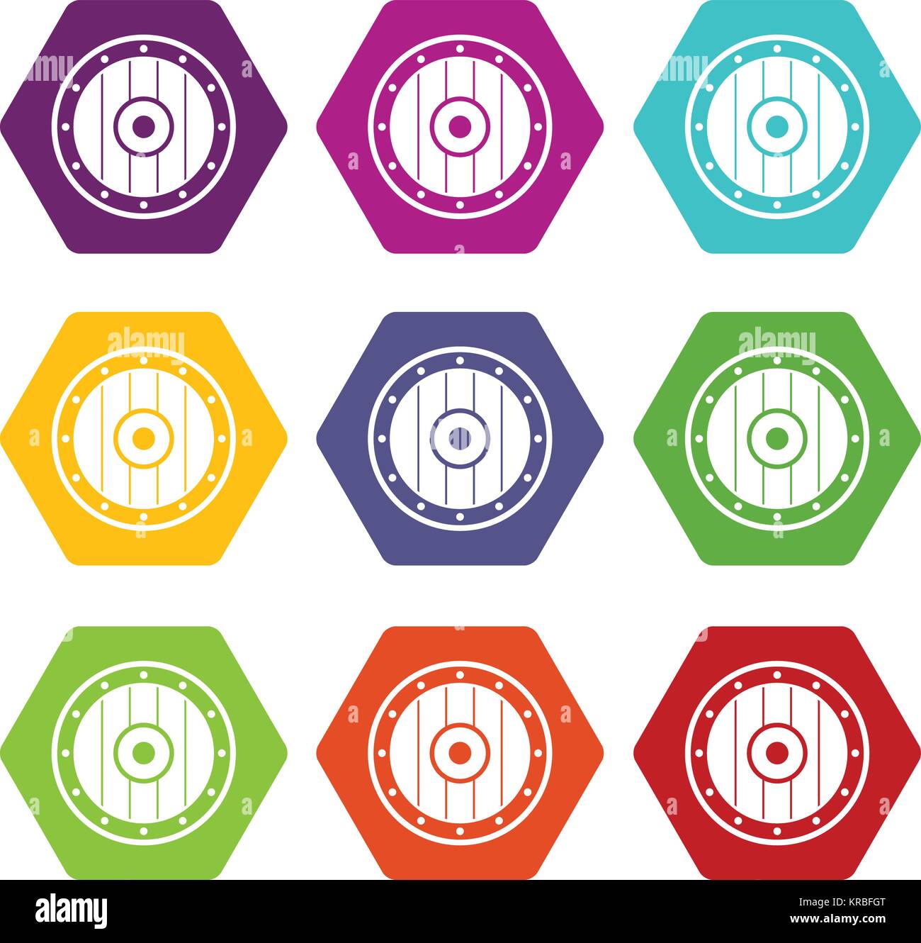 Round army shield icon set color hexahedron Stock Vector Image & Art ...