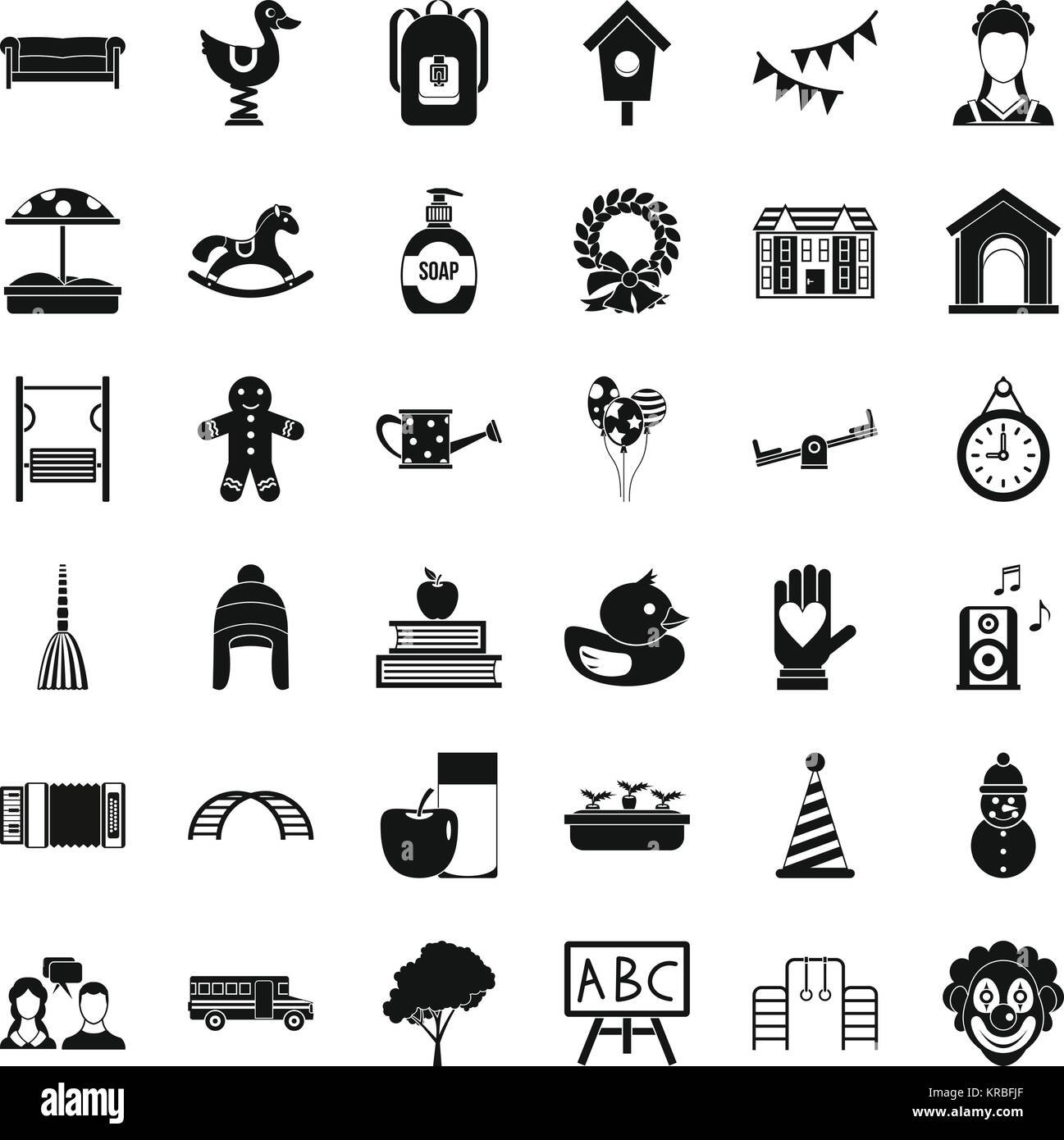 Kindergarten icons set, simple style Stock Vector Image & Art - Alamy