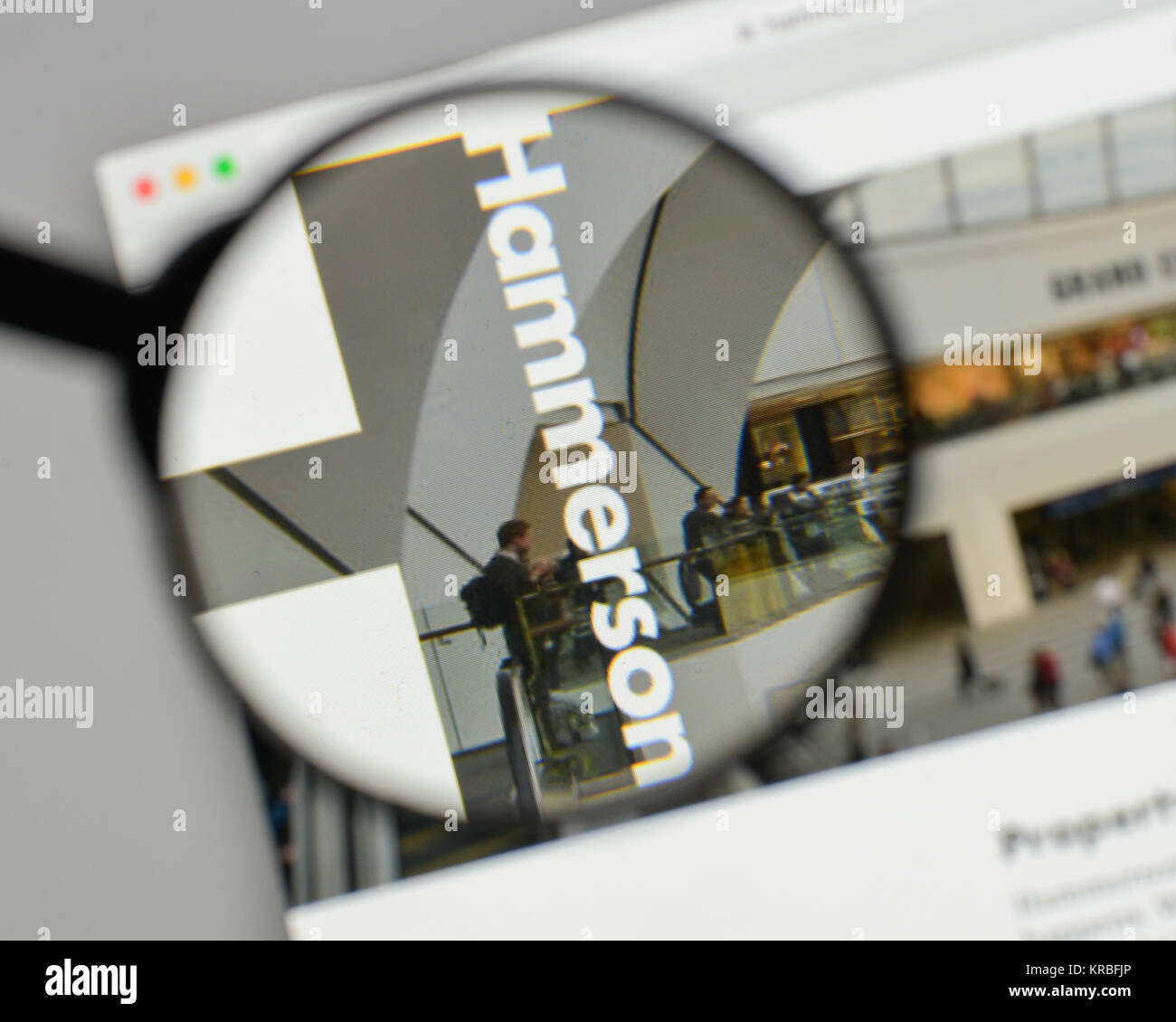 Milan, Italy - August 10, 2017: Hammerson logo on the website homepage ...