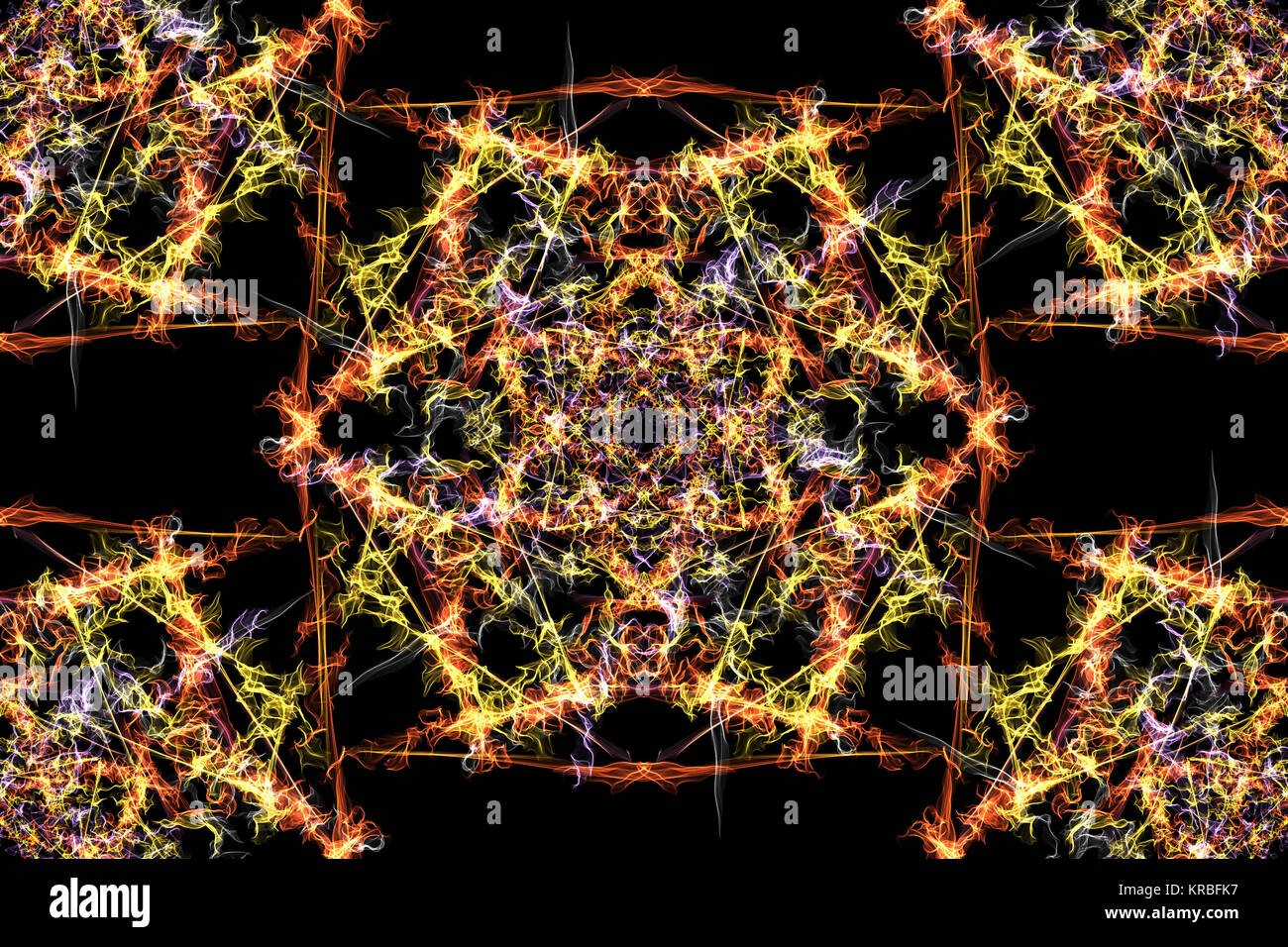 Abstract neon flower. Seamless pattern background. Silk symmetry ...