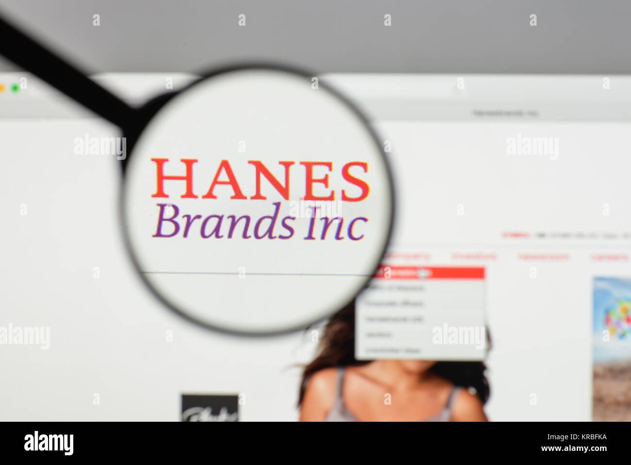 Milan, Italy - August 10, 2017: Hanesbrands logo on the website homepage Stock Photo - Alamy