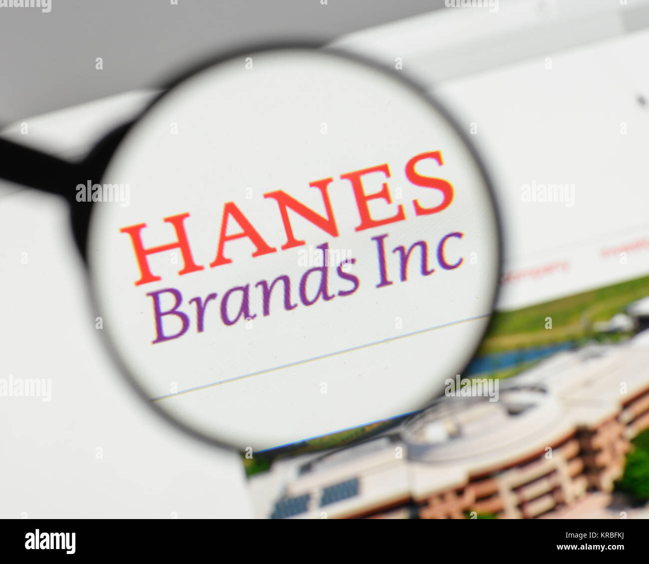 Milan, Italy - August 10, 2017: Hanesbrands logo on the website homepage Stock Photo - Alamy