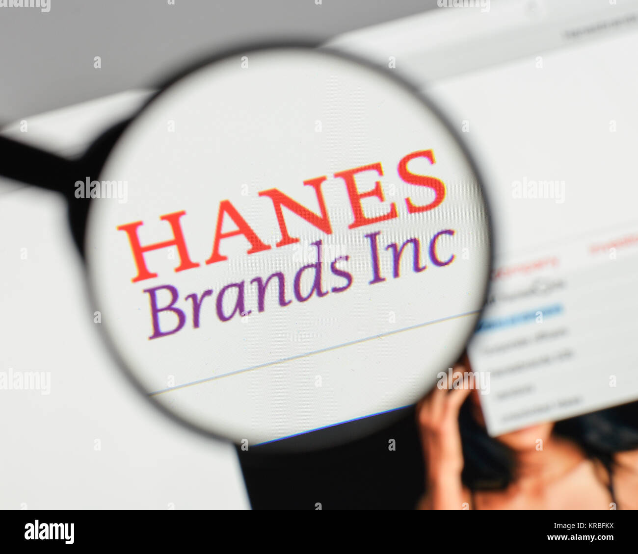 Milan, Italy - August 10, 2017: Hanesbrands logo on the website ...