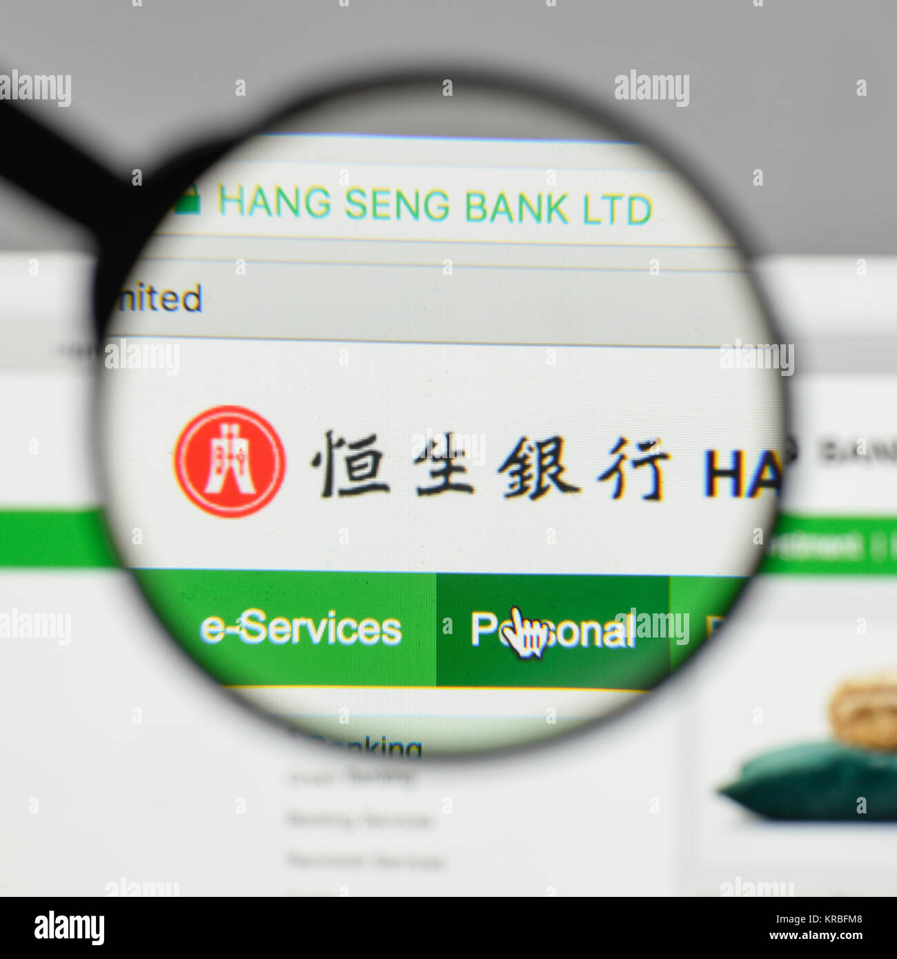 Milan, Italy - August 10, 2017: Hang Seng Bank Ltd logo on the website ...