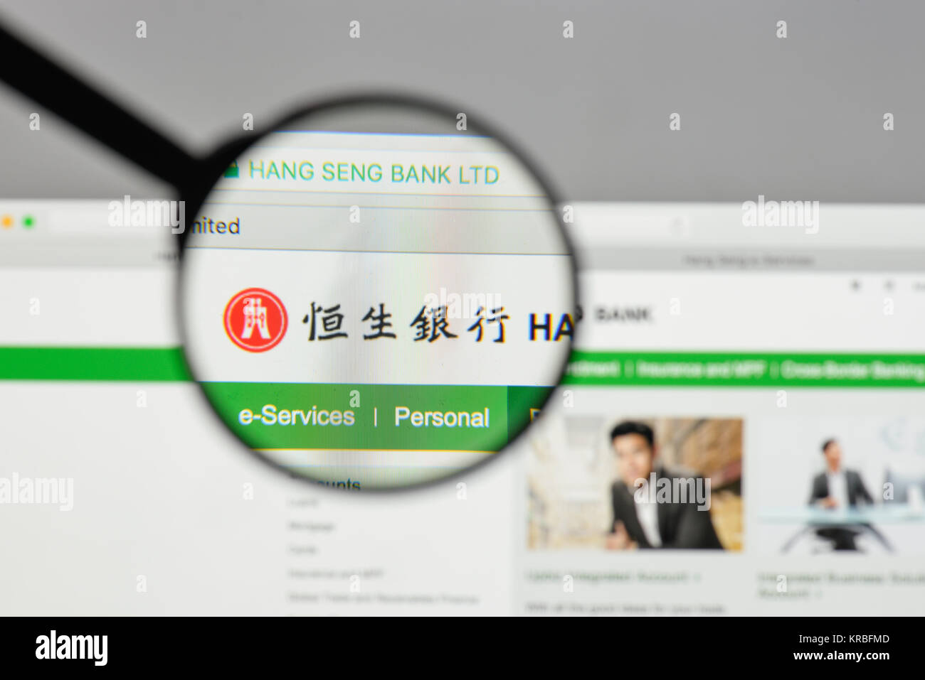 Milan, Italy - August 10, 2017: Hang Seng Bank Ltd logo on the website ...