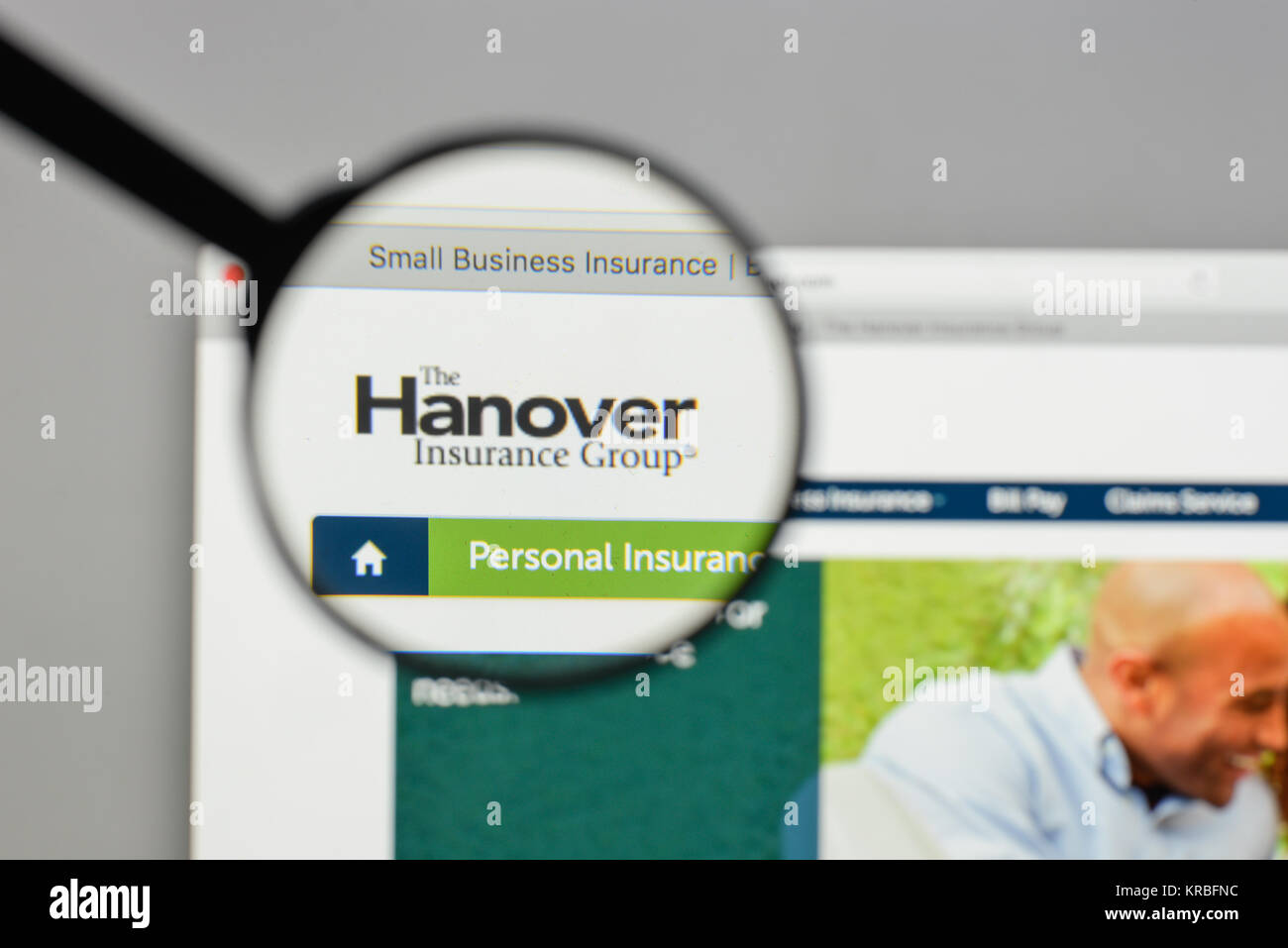 Milan, Italy - August 10, 2017: Hanover Insurance Group logo on the ...