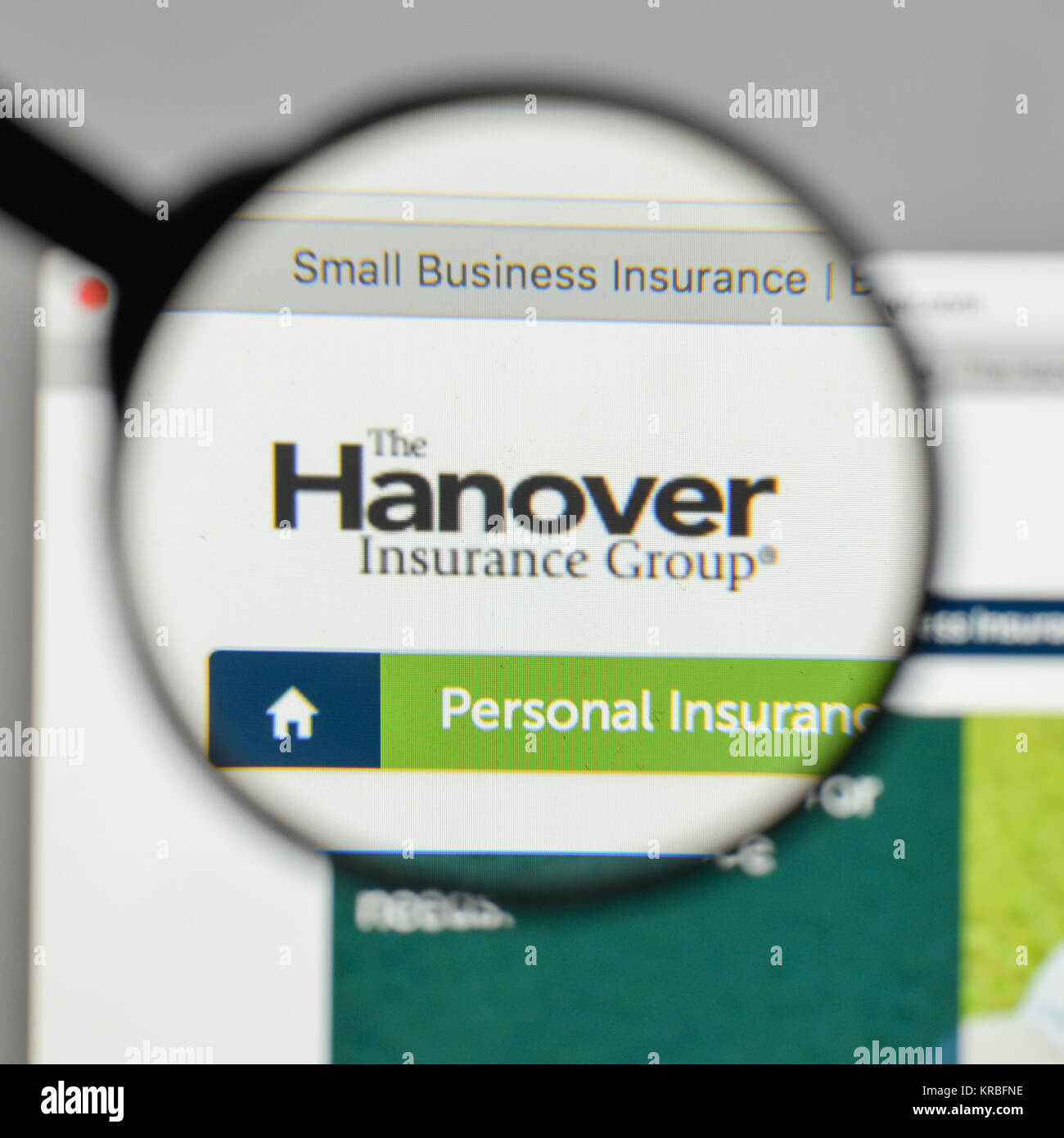 Milan, Italy - August 10, 2017: Hanover Insurance Group logo on the ...