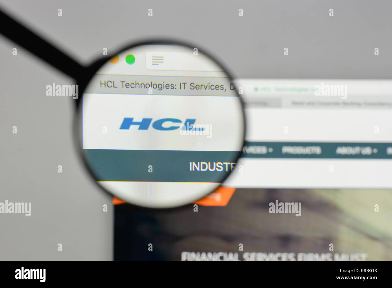 Milan, Italy - August 10, 2017: HCL Technologies logo on the website ...