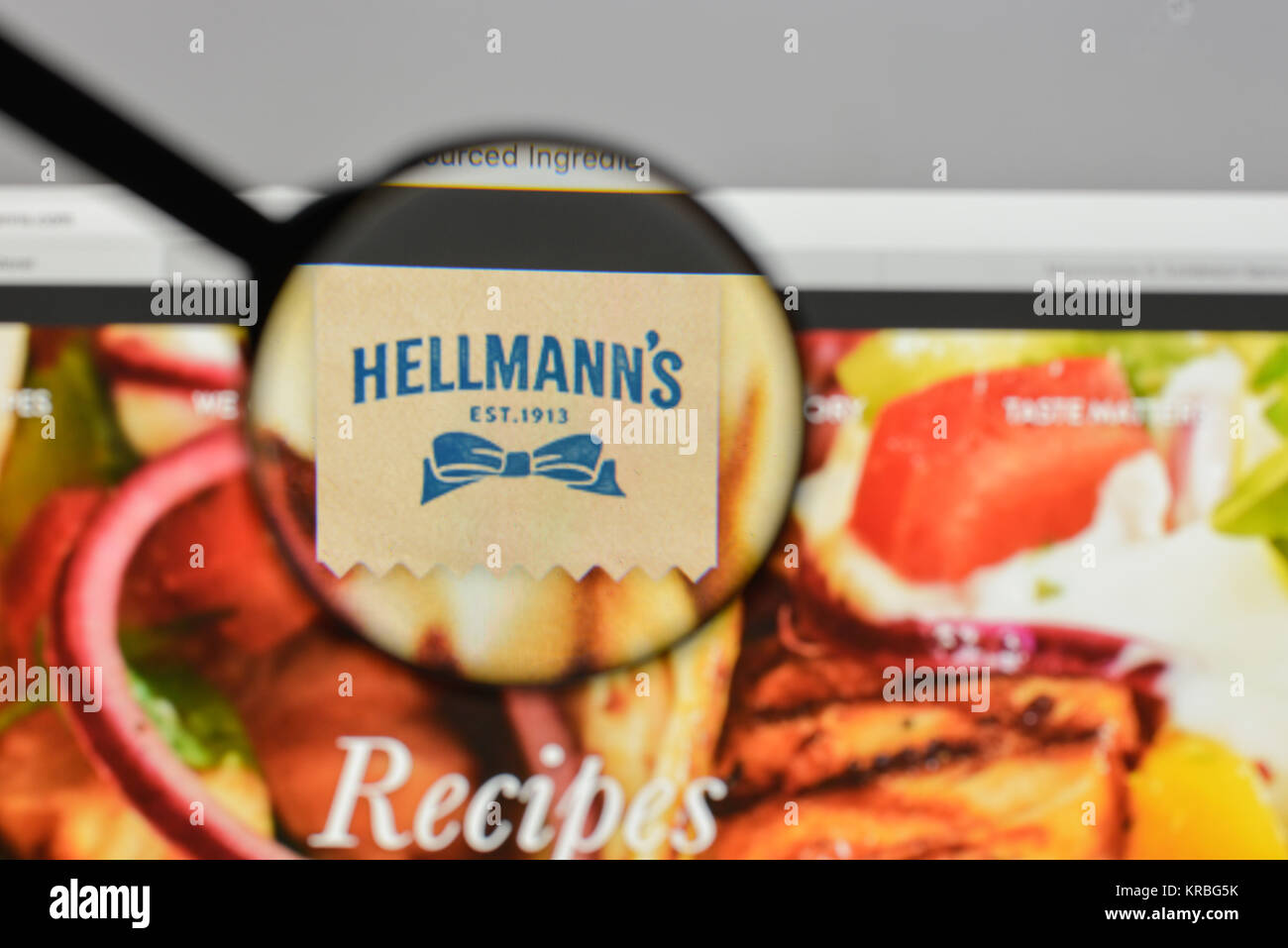 Milan, Italy - August 10, 2017: Hellman's logo on the website homepage ...