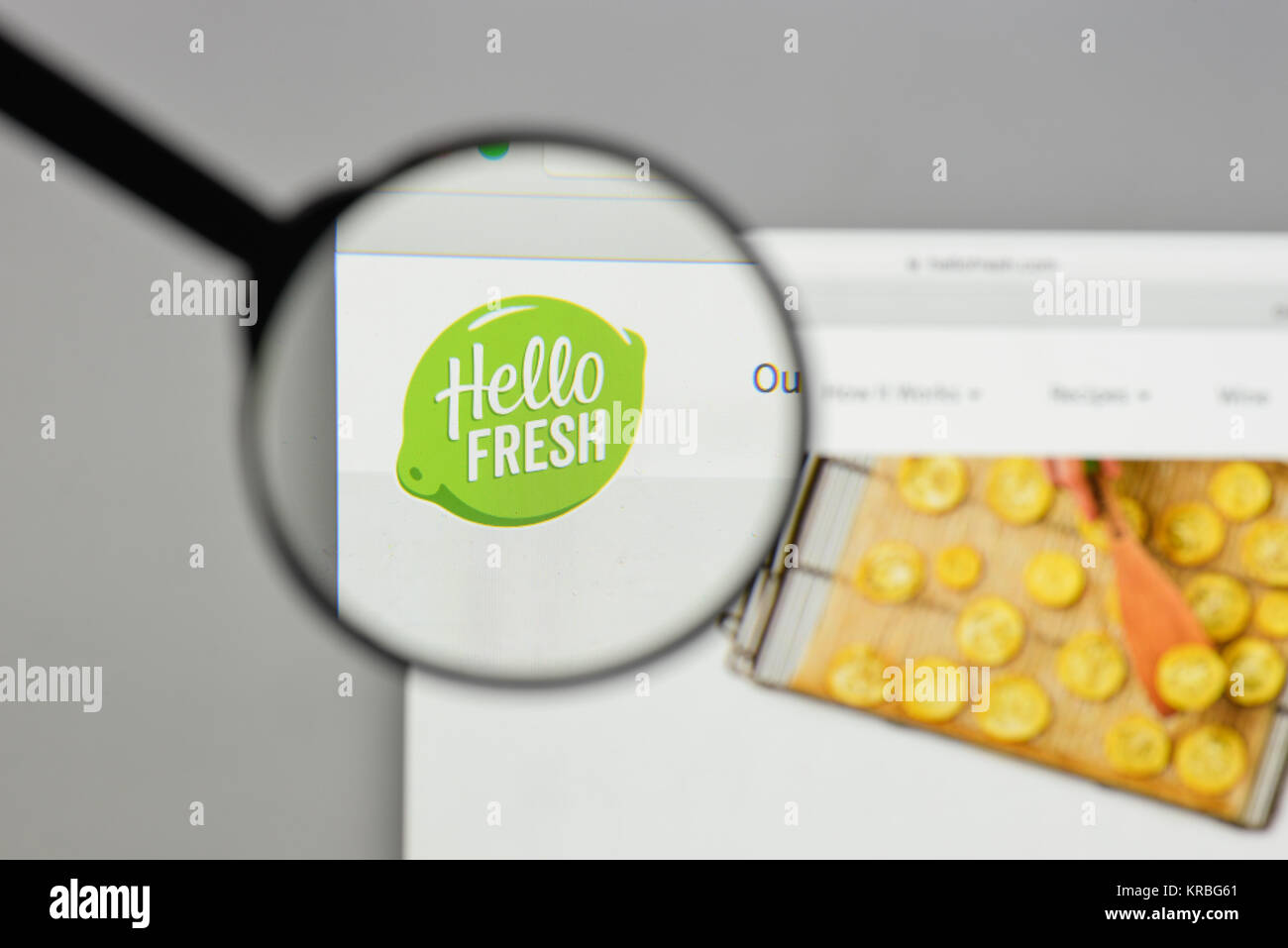 Milan, Italy - August 10, 2017: Hello Fresh logo on the website ...