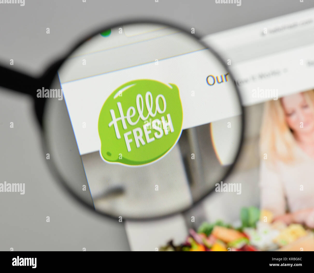 Milan, Italy - August 10, 2017: Hello Fresh logo on the website ...