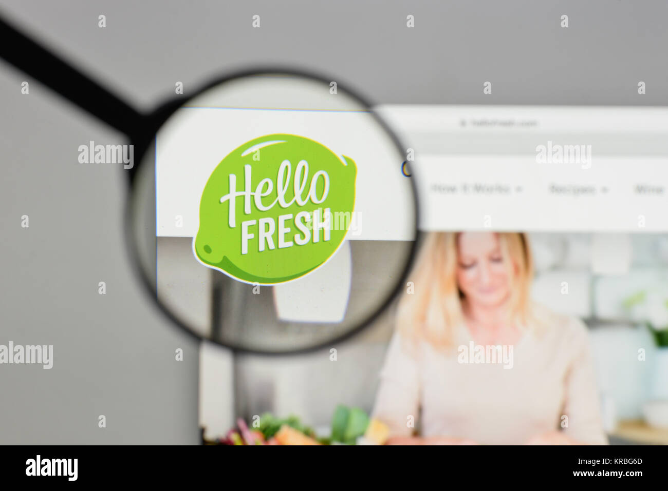 Milan, Italy - August 10, 2017: Hello Fresh logo on the website ...