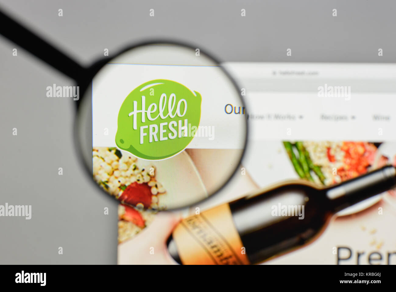 Milan, Italy - August 10, 2017: Hello Fresh logo on the website ...