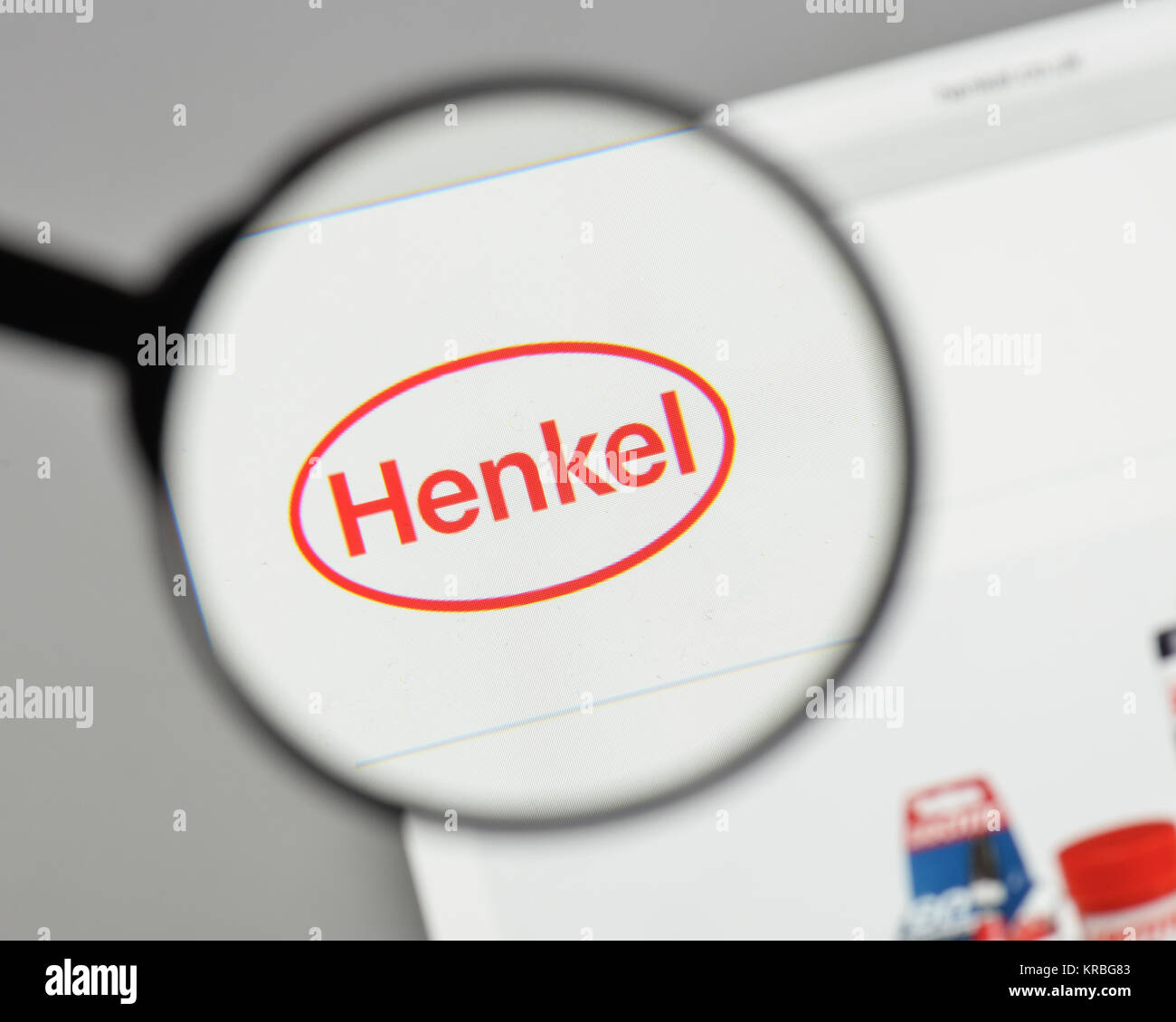Milan, Italy - August 10, 2017: Henkel logo on the website homepage ...