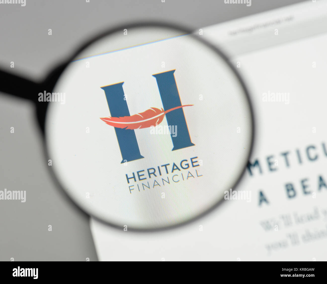 Milan, Italy - August 10, 2017: Heritage Financial logo on the website ...