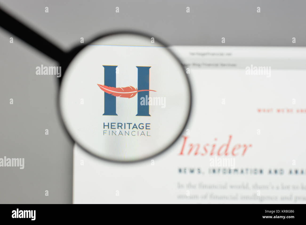 Milan, Italy - August 10, 2017: Heritage Financial logo on the website ...