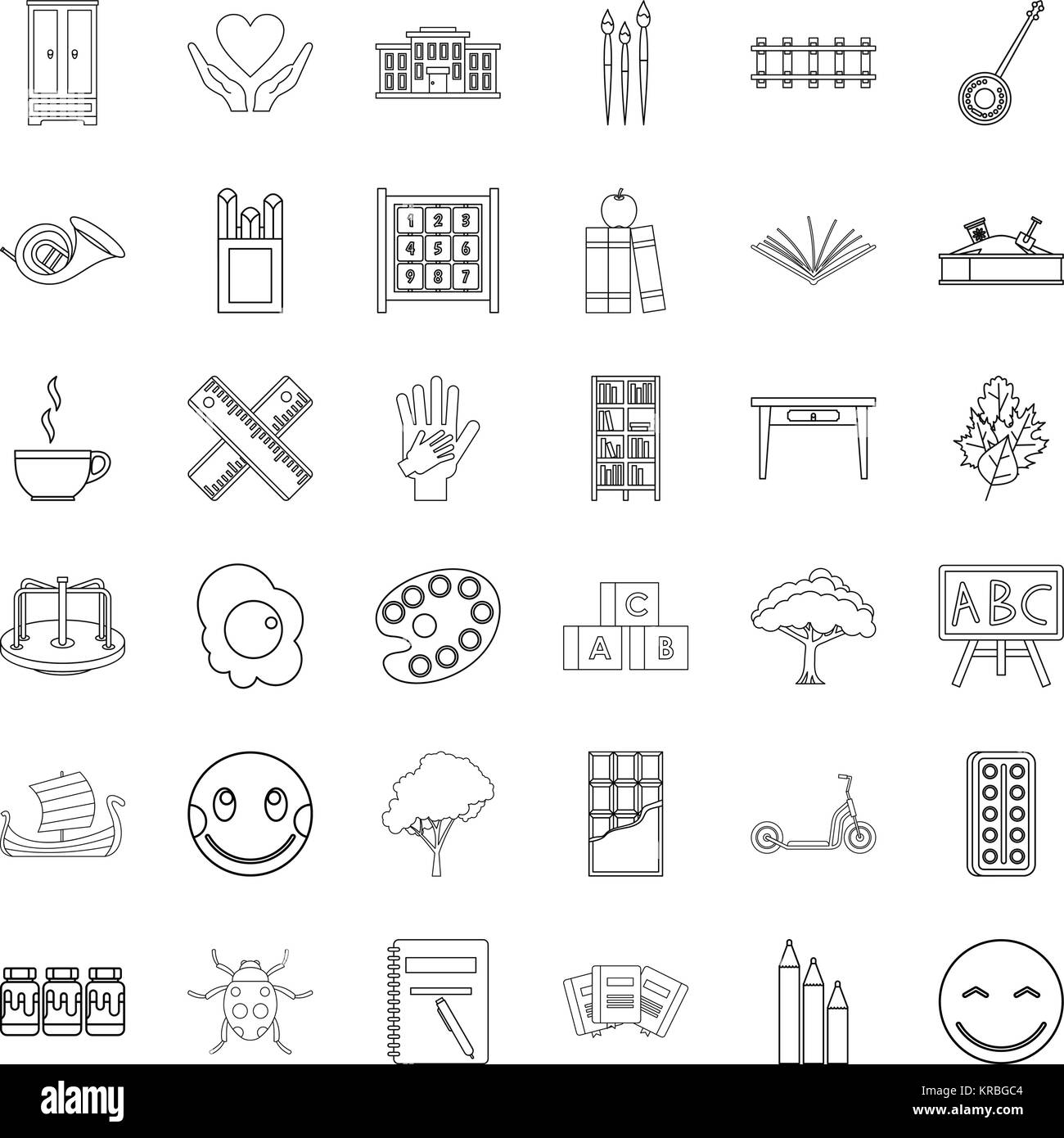 Preschool icons set, outline style Stock Vector Image & Art - Alamy