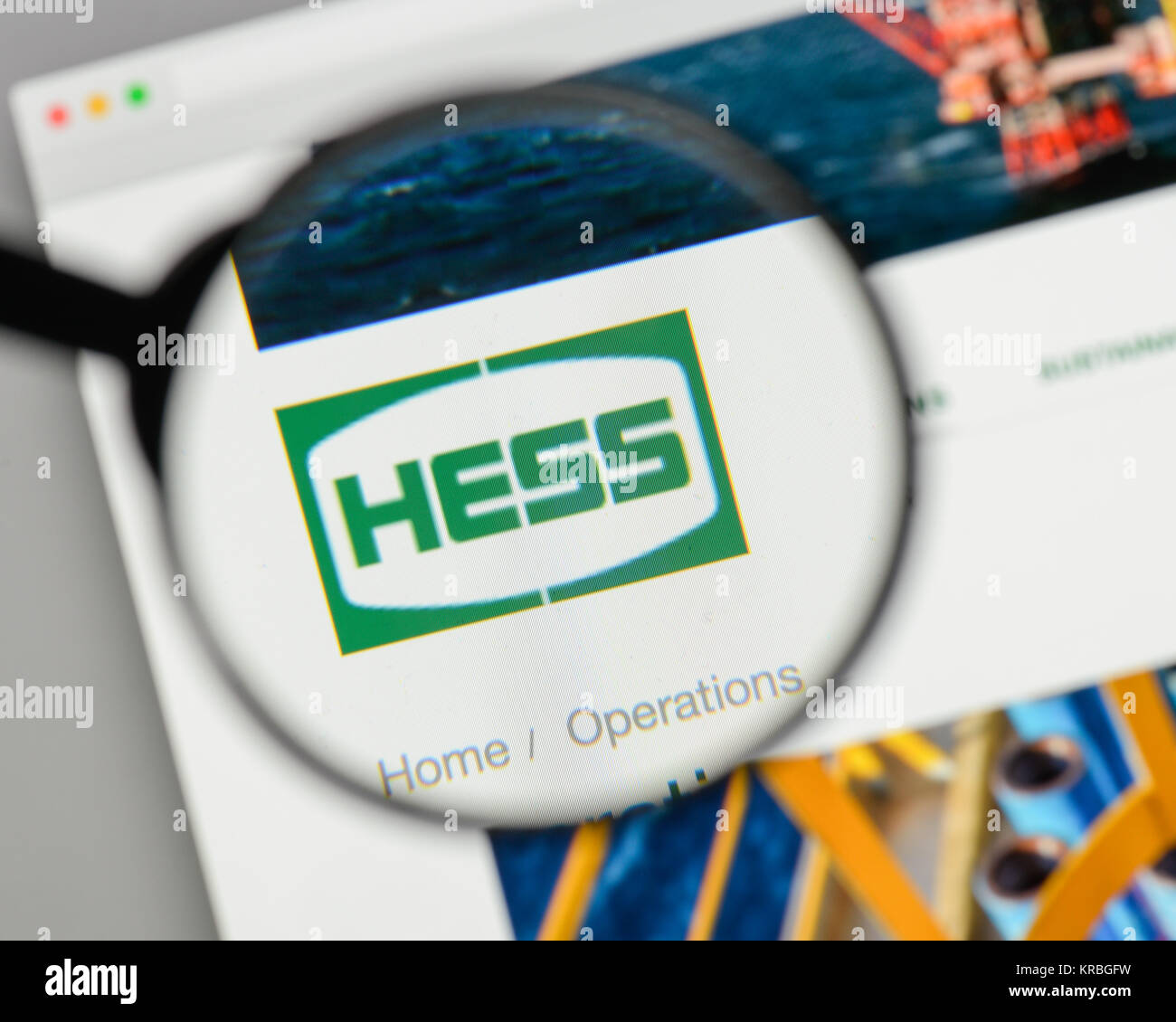 Milan, Italy - August 10, 2017: Hess Corp logo on the website homepage ...