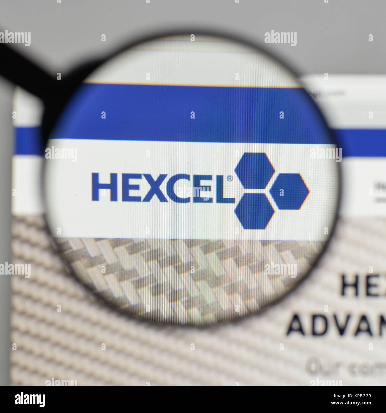 Milan, Italy - August 10, 2017: Hexcel logo on the website homepage ...